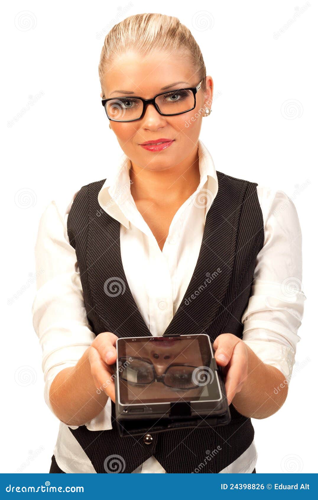 A Young Woman with Her Tablet Stock Photo - Image of business, adult ...