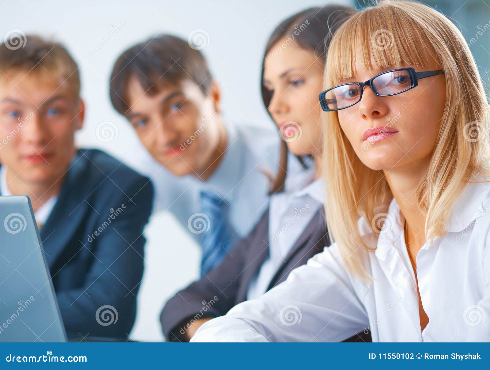 Young woman with her team stock photo. Image of background - 11550102