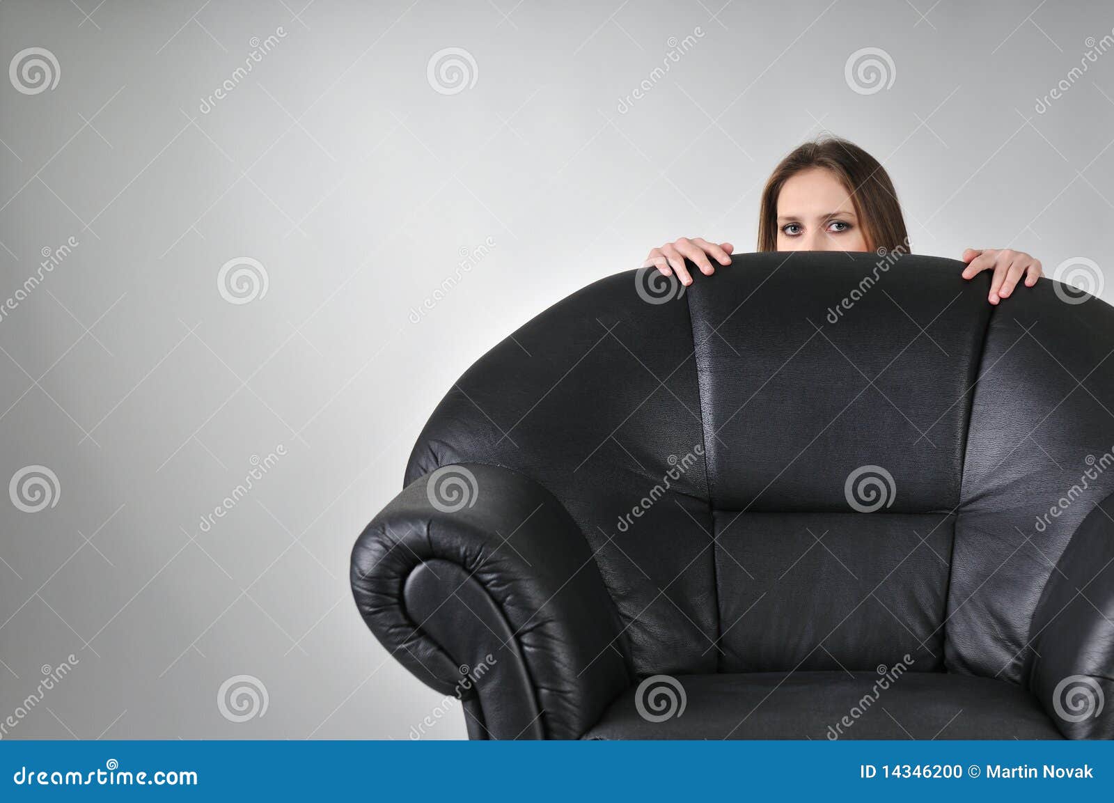 Young Woman Hiding Behind Big Stock Photo - Image of portrait, people ...