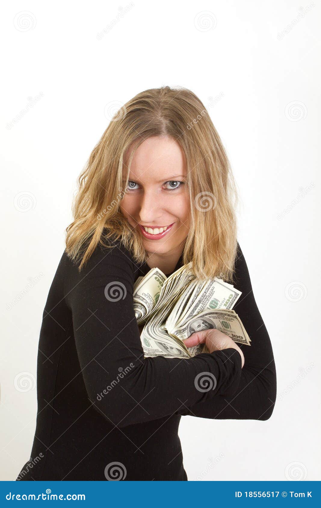 Young Woman Hiding Dollars and Have Greedy Face Stock Image - Image of ...