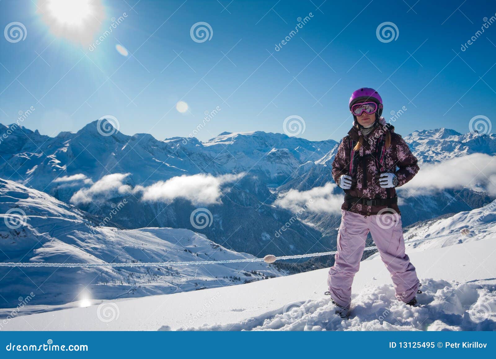Young Woman in High Mountains. Winter Stock Image - Image of france ...