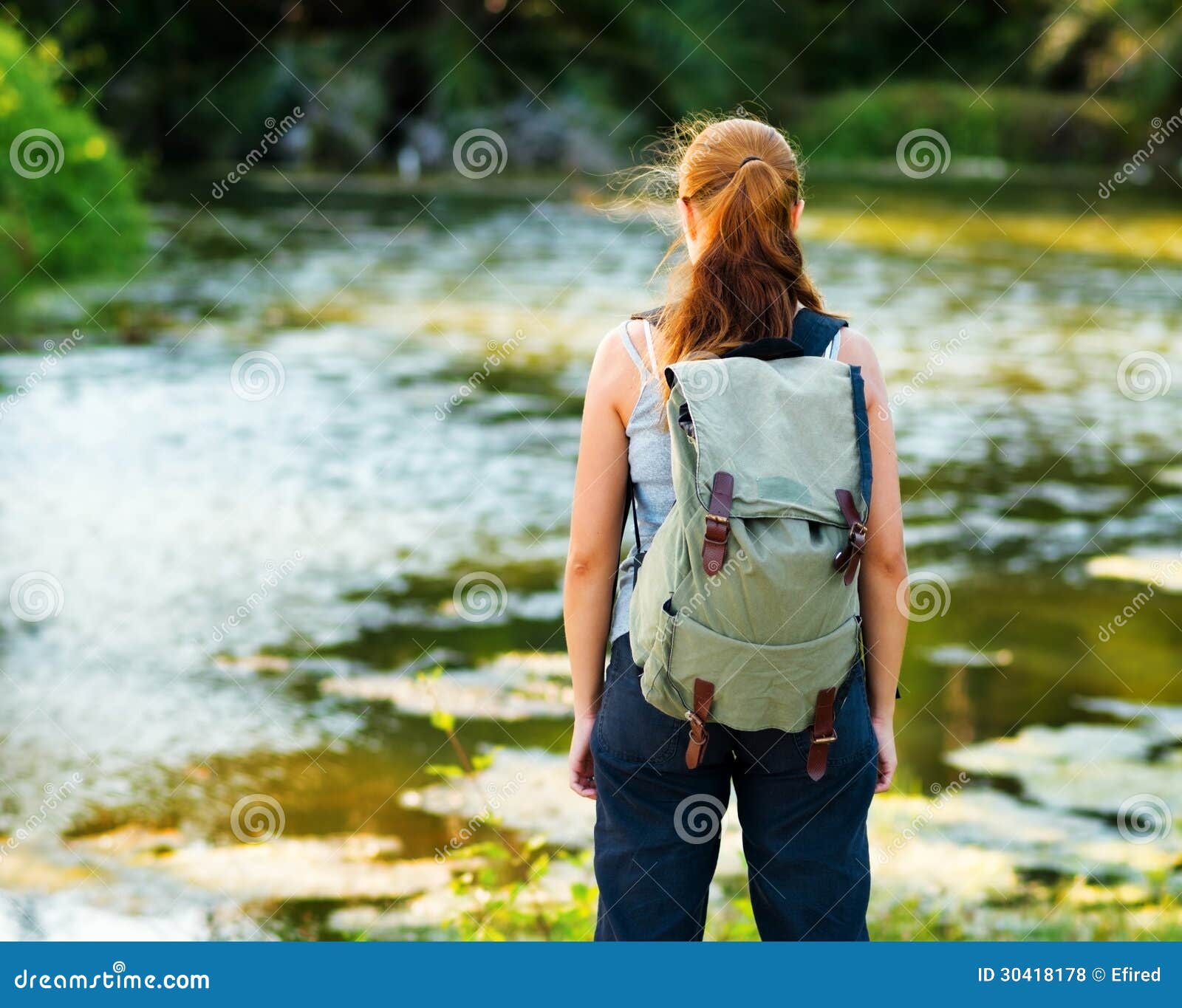 Young Woman Hiking with Backpack Stock Photo - Image of journey, beauty ...
