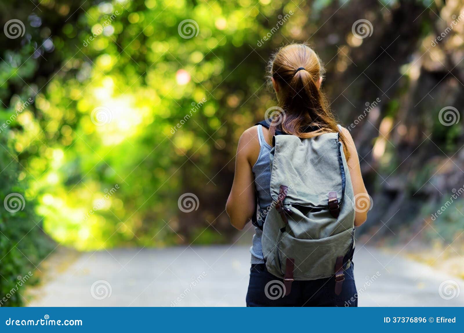 Young Woman Hiking with Backpack Stock Photo - Image of lifestyle ...