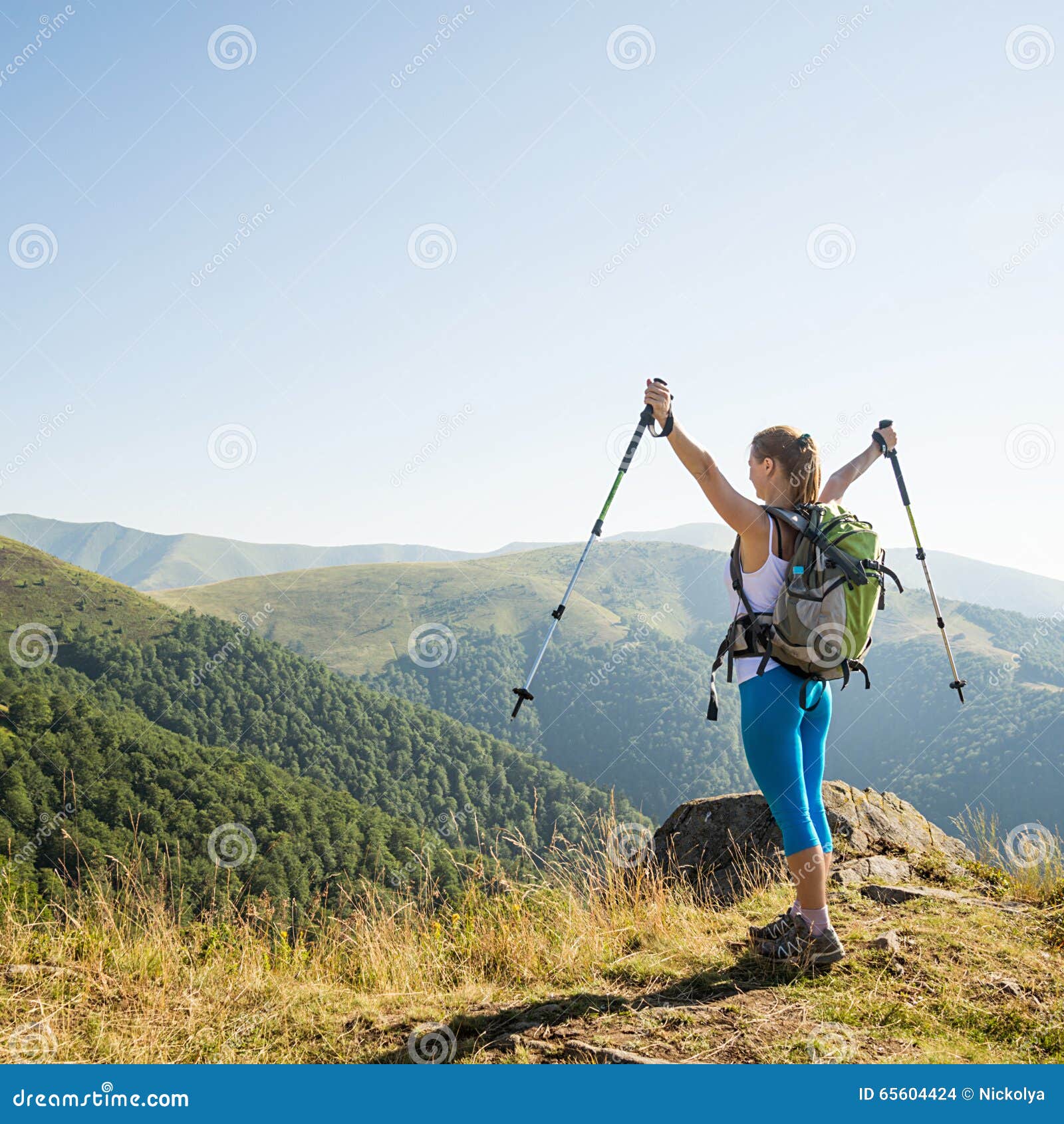 Young Woman Hiking in the Mountains Stock Photo - Image of girl, park ...