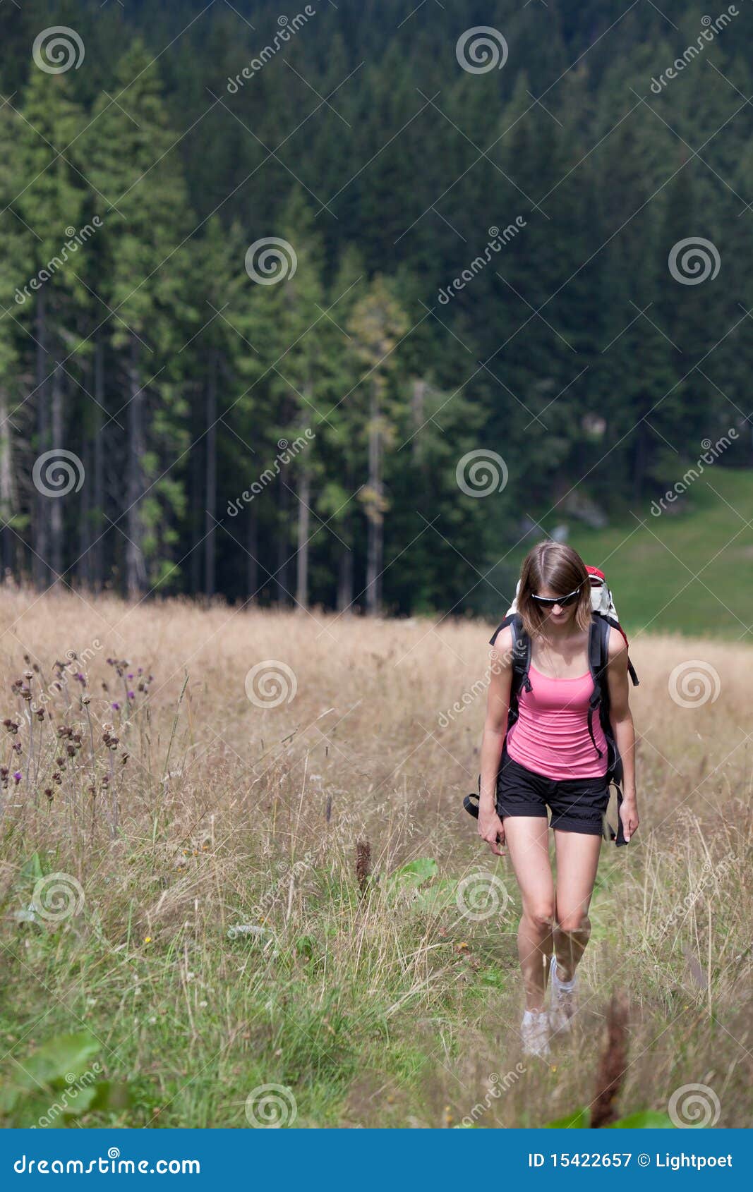 Young Woman Hiking Outdoors Stock Image - Image of activity, people ...