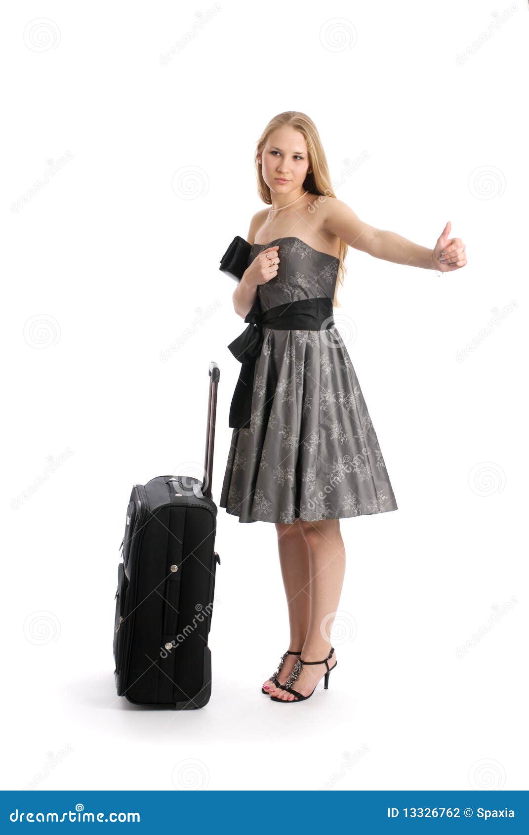 Young woman hitch hiking stock photo. Image of caucasian - 13326762