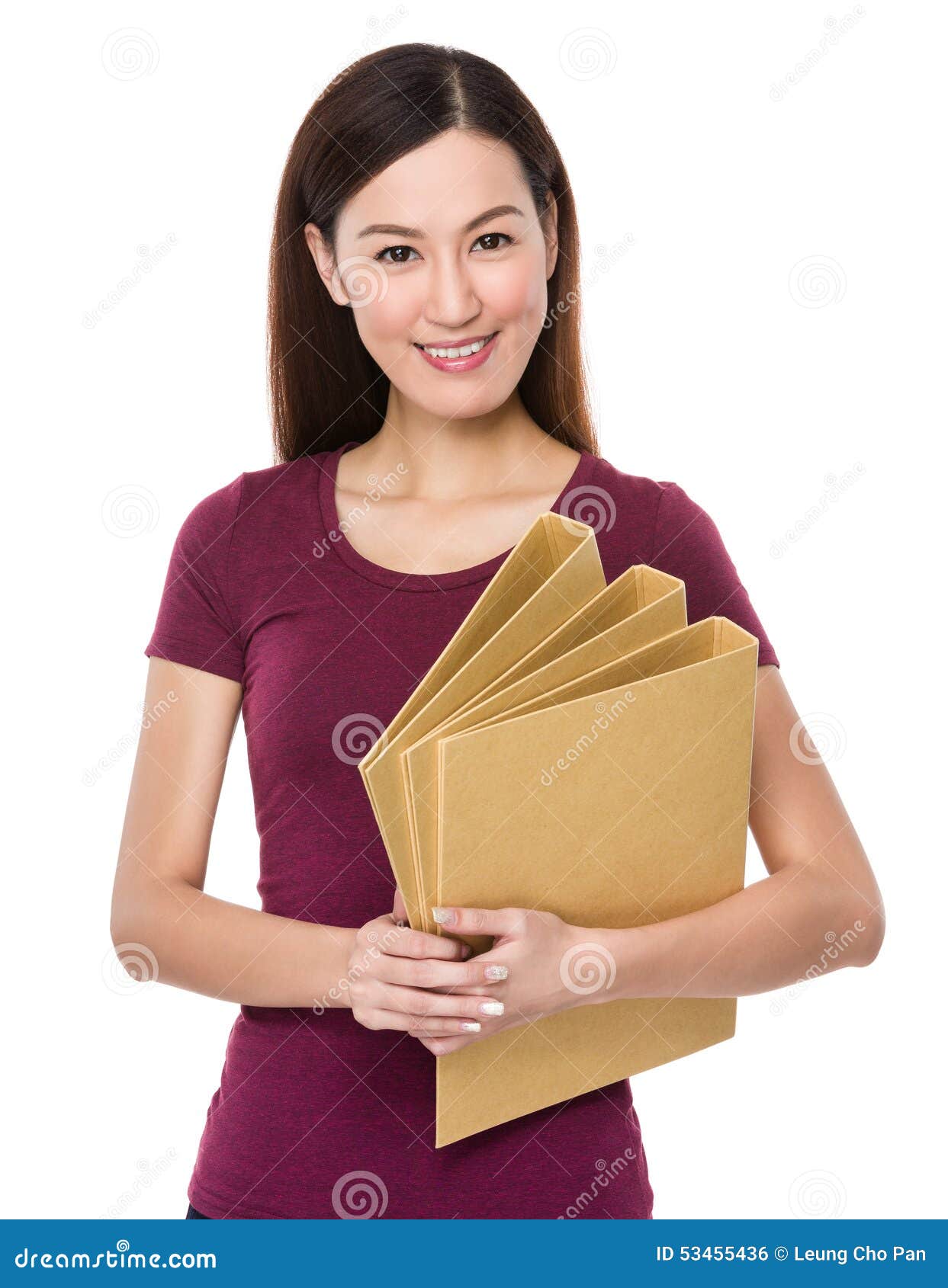 Young Woman Hold With Paper Folder Stock Photo - Image of office, girl ...