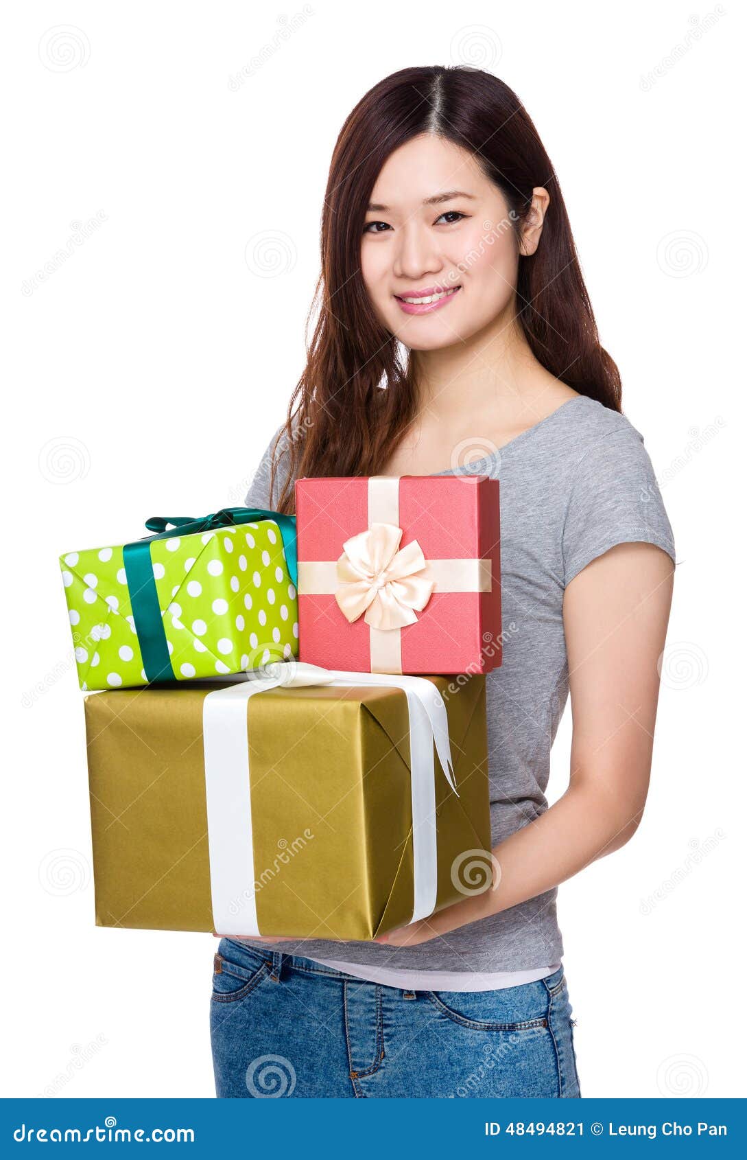 Young Woman Hold with Present Box Stock Image - Image of isolated ...