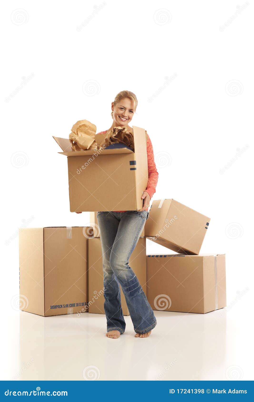 Young Woman Holding Cardboard Box Stock Photo - Image of empty ...