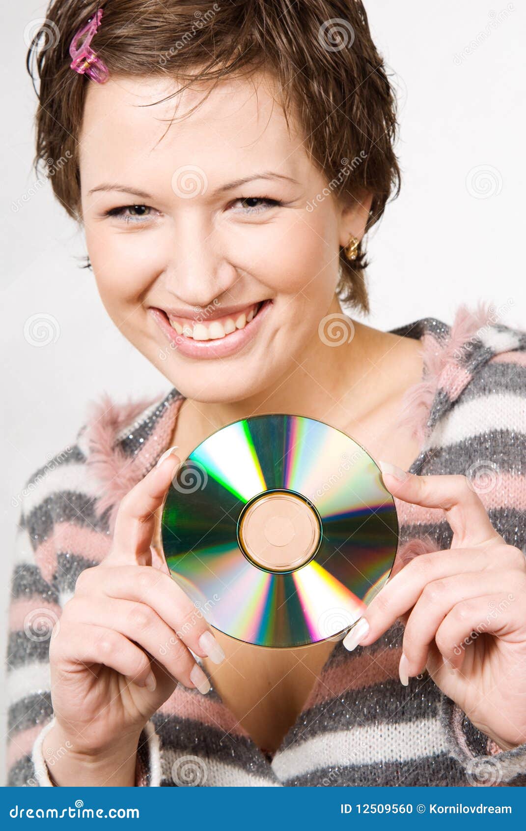 Young Woman Holding CD Disk Stock Photo - Image of preserve, disc: 12509560