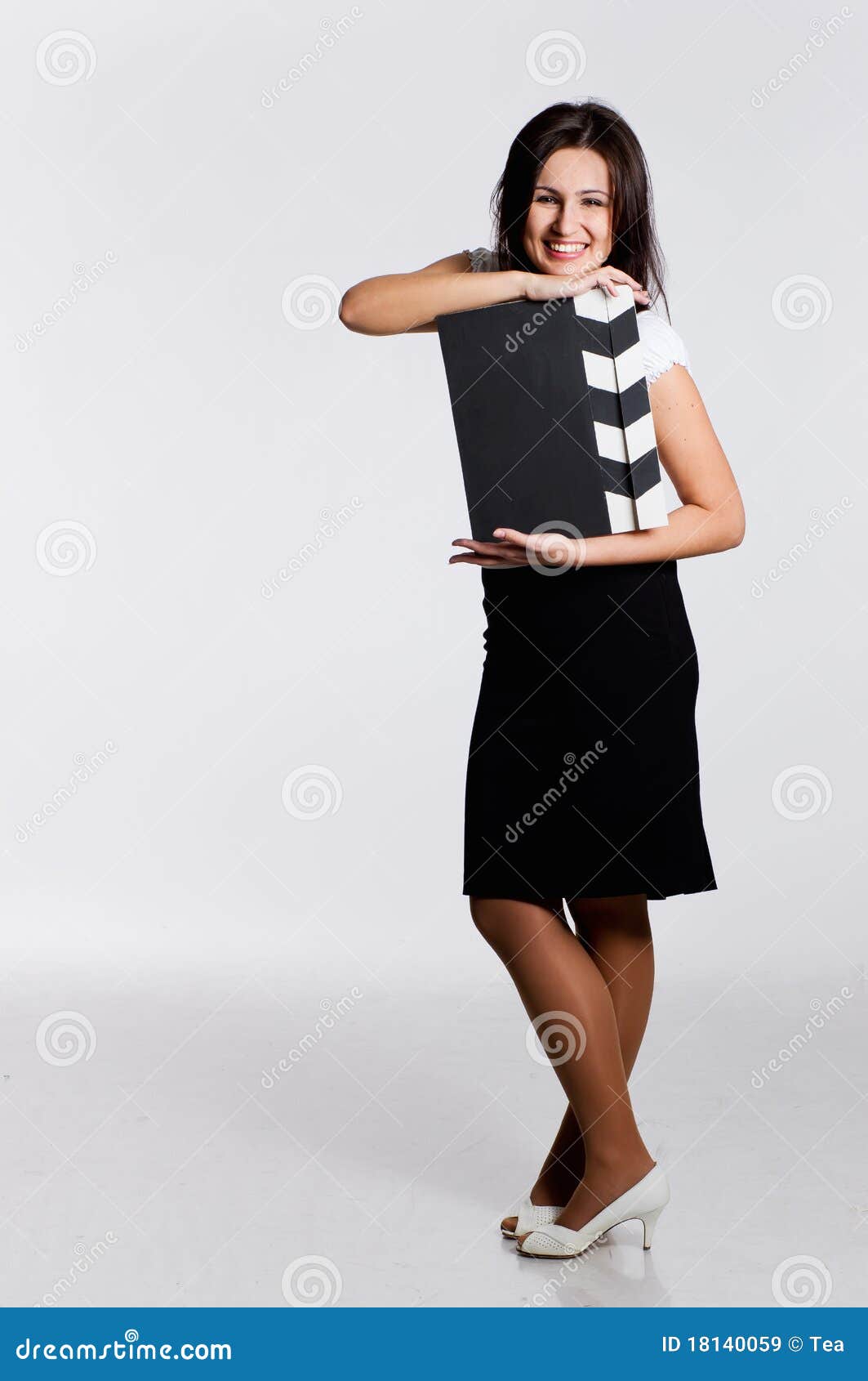 Young Woman Holding a Clapper Stock Image - Image of bollywood, clapper ...