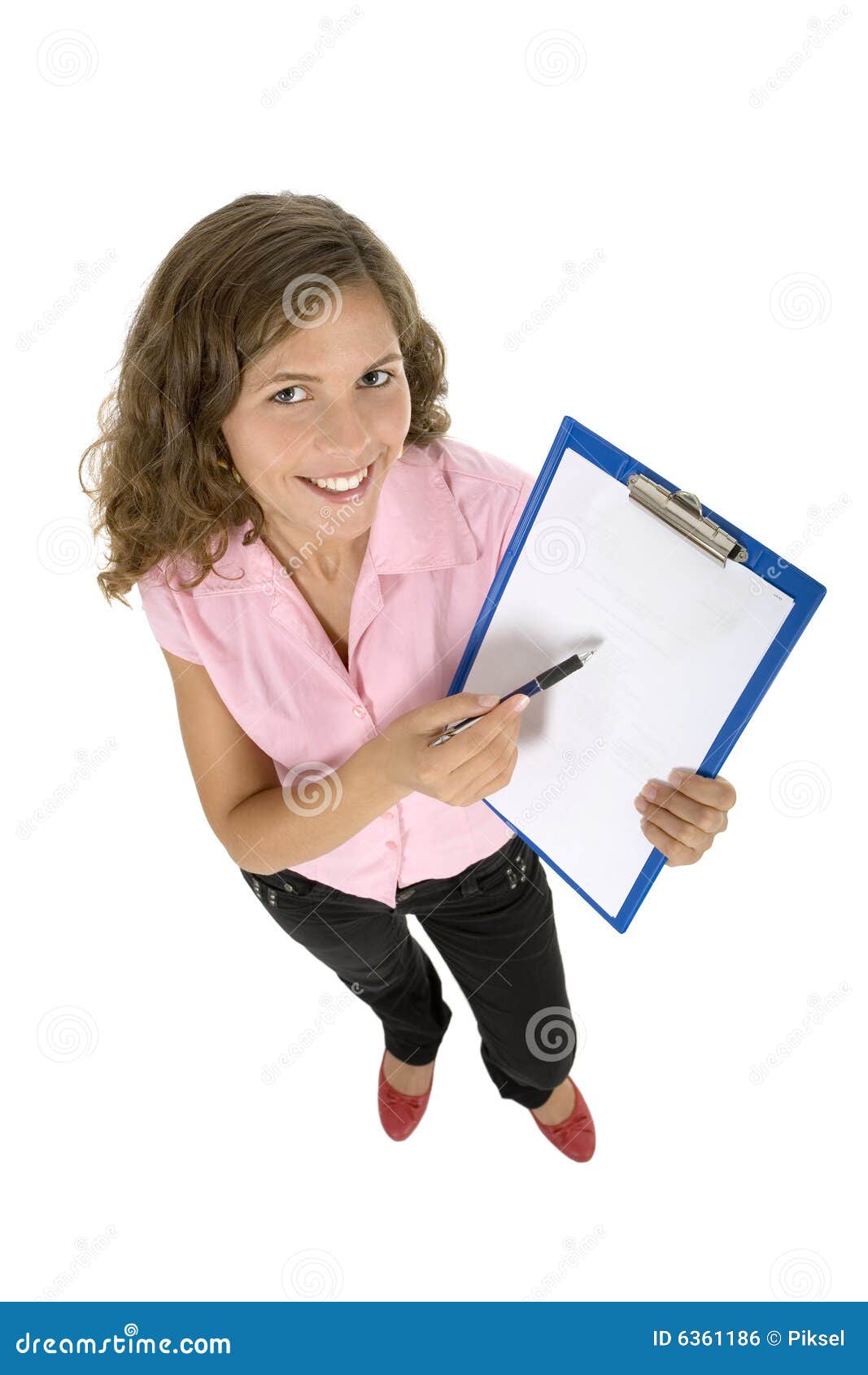 Young Woman Holding Clipboard Stock Photo - Image of empty, elevated ...