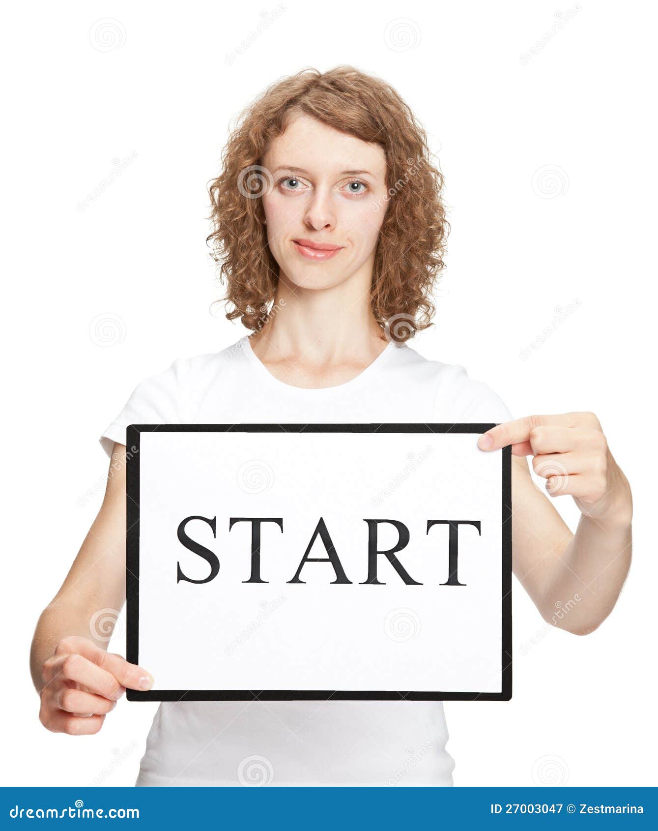 Young Woman Holding Clipboard with Word START Stock Image - Image of ...