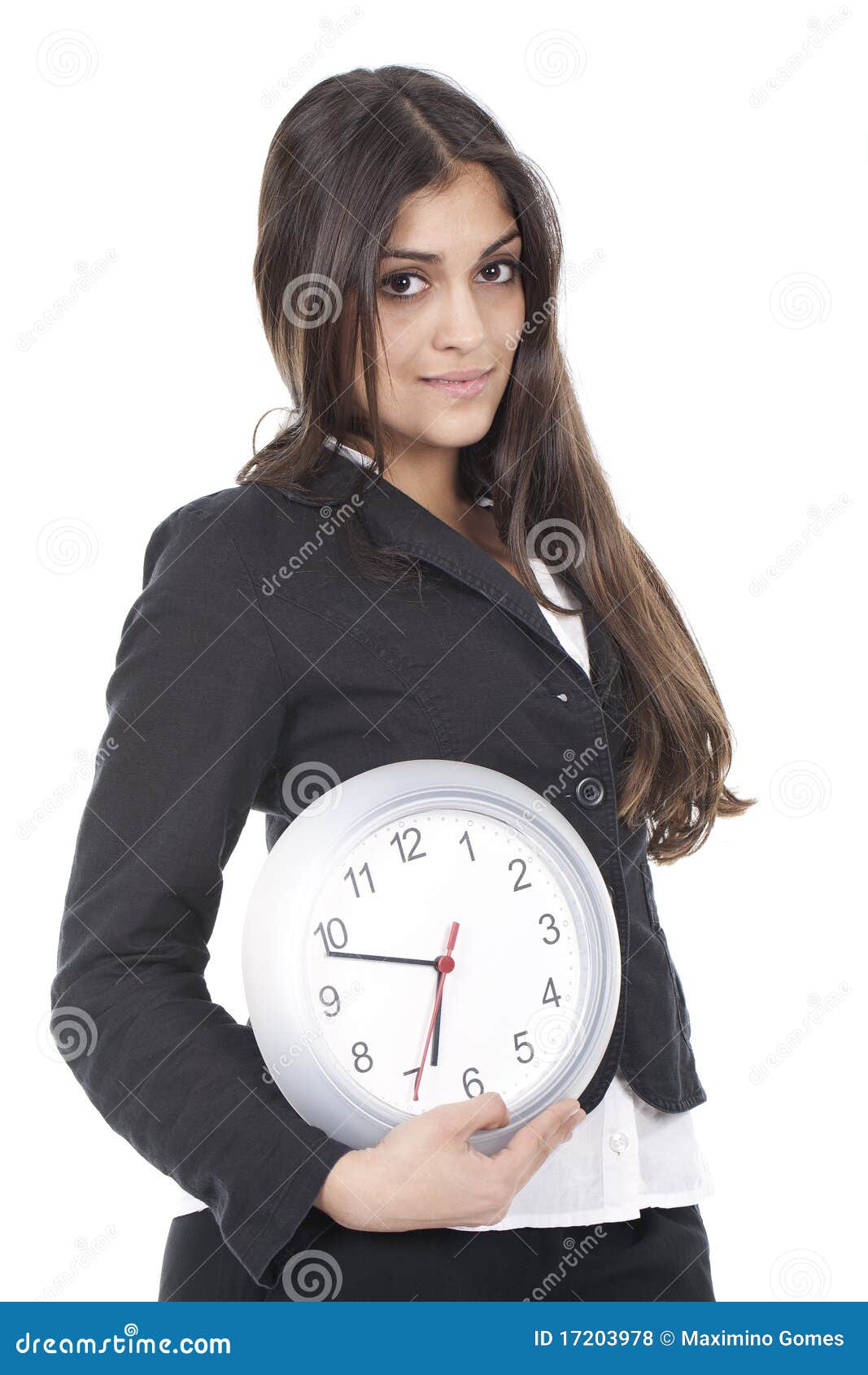 Young Woman Holding a Clock Stock Photo - Image of people, caucasian ...