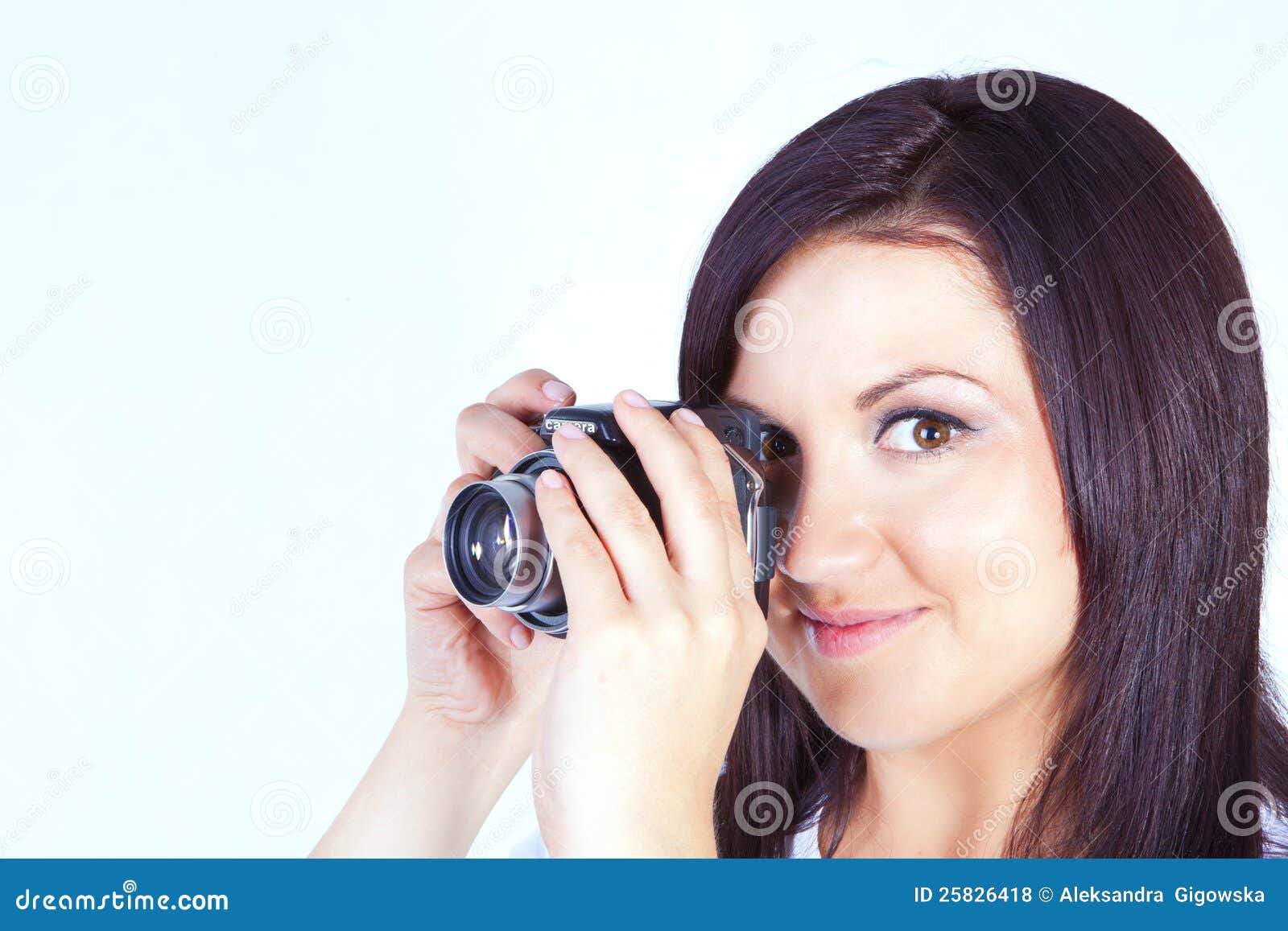 Young Woman Holding Digital Camera Stock Photo - Image of model, lady ...