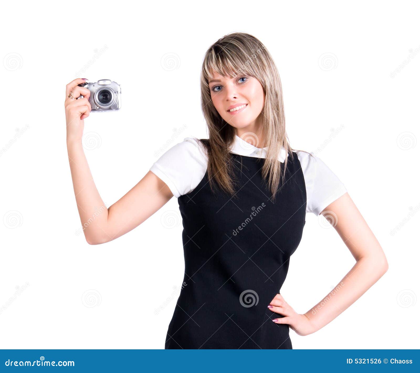 Young Woman Holding Digital Camera Stock Photo - Image of smiling, girl ...