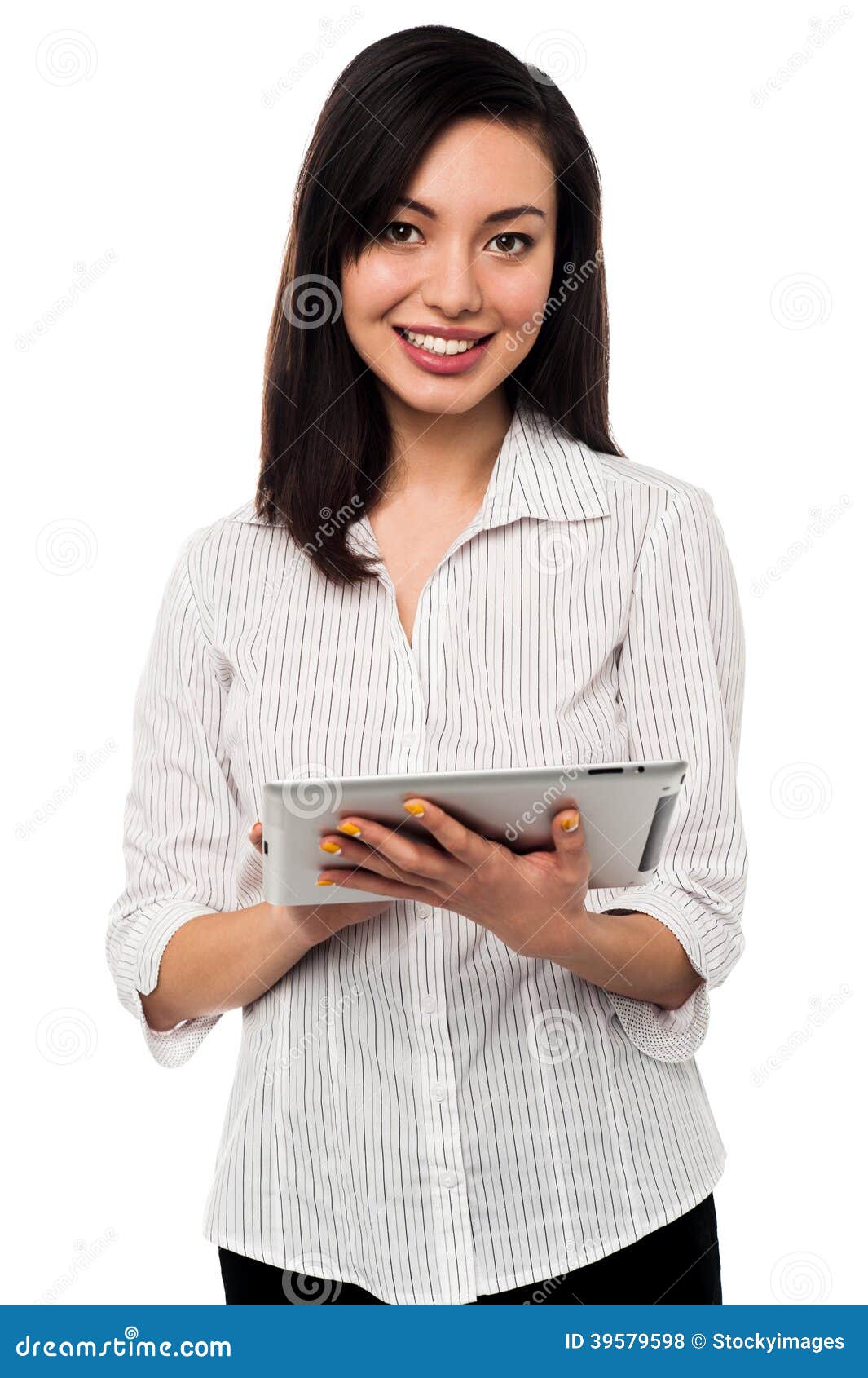 Young Woman Holding Digital Tablet Stock Photo - Image of businesswoman ...