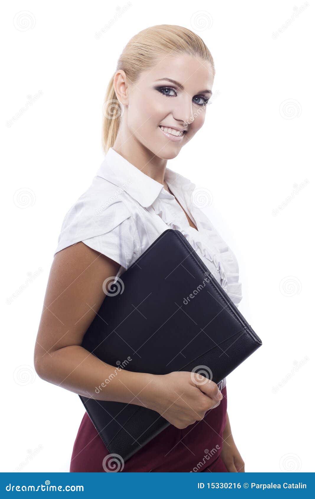 Young Woman Holding a Folder Stock Photo - Image of business, adult ...