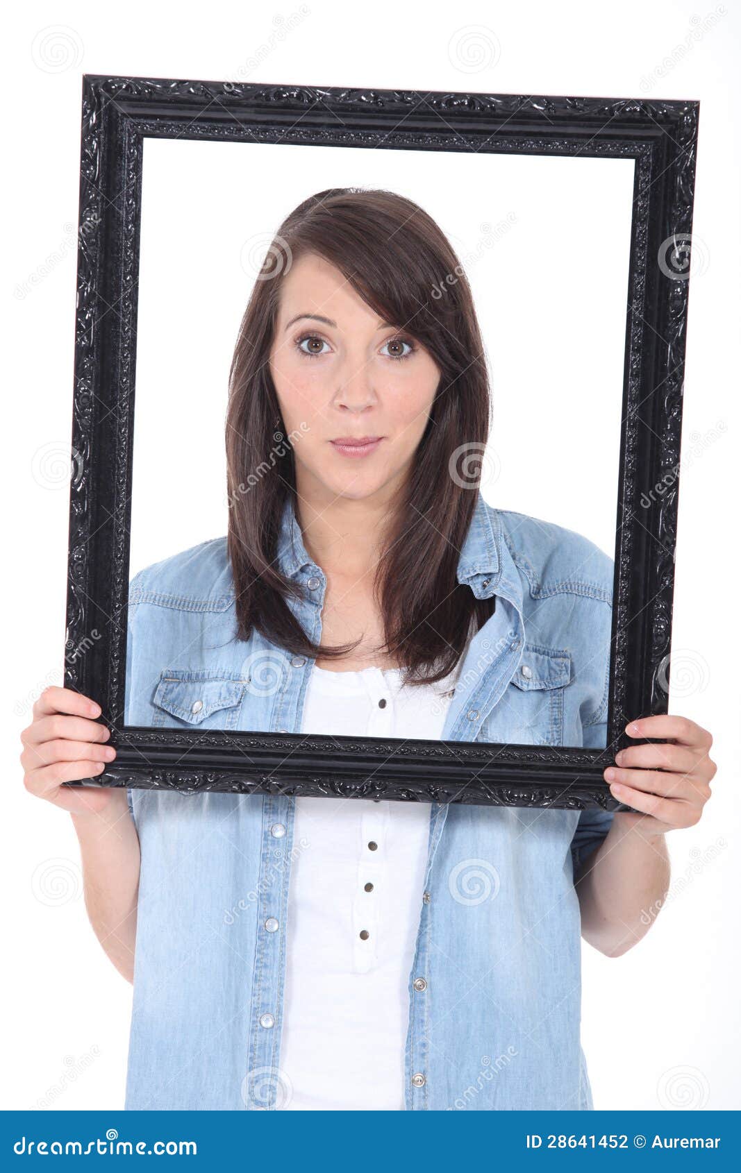 Young Woman Holding a Frame Stock Photo - Image of nice, young: 28641452