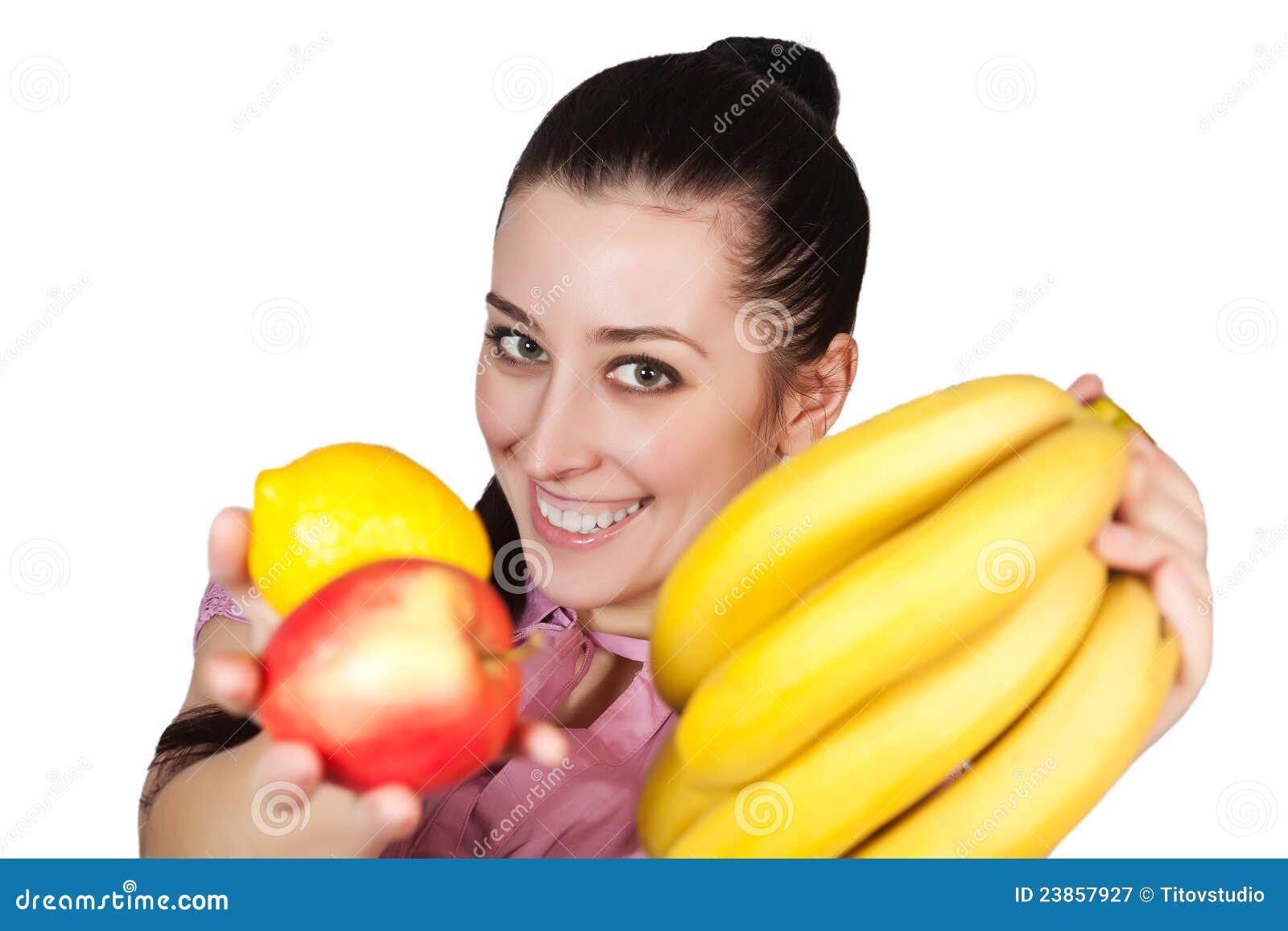 Young woman holding fruit stock image. Image of woman - 23857927