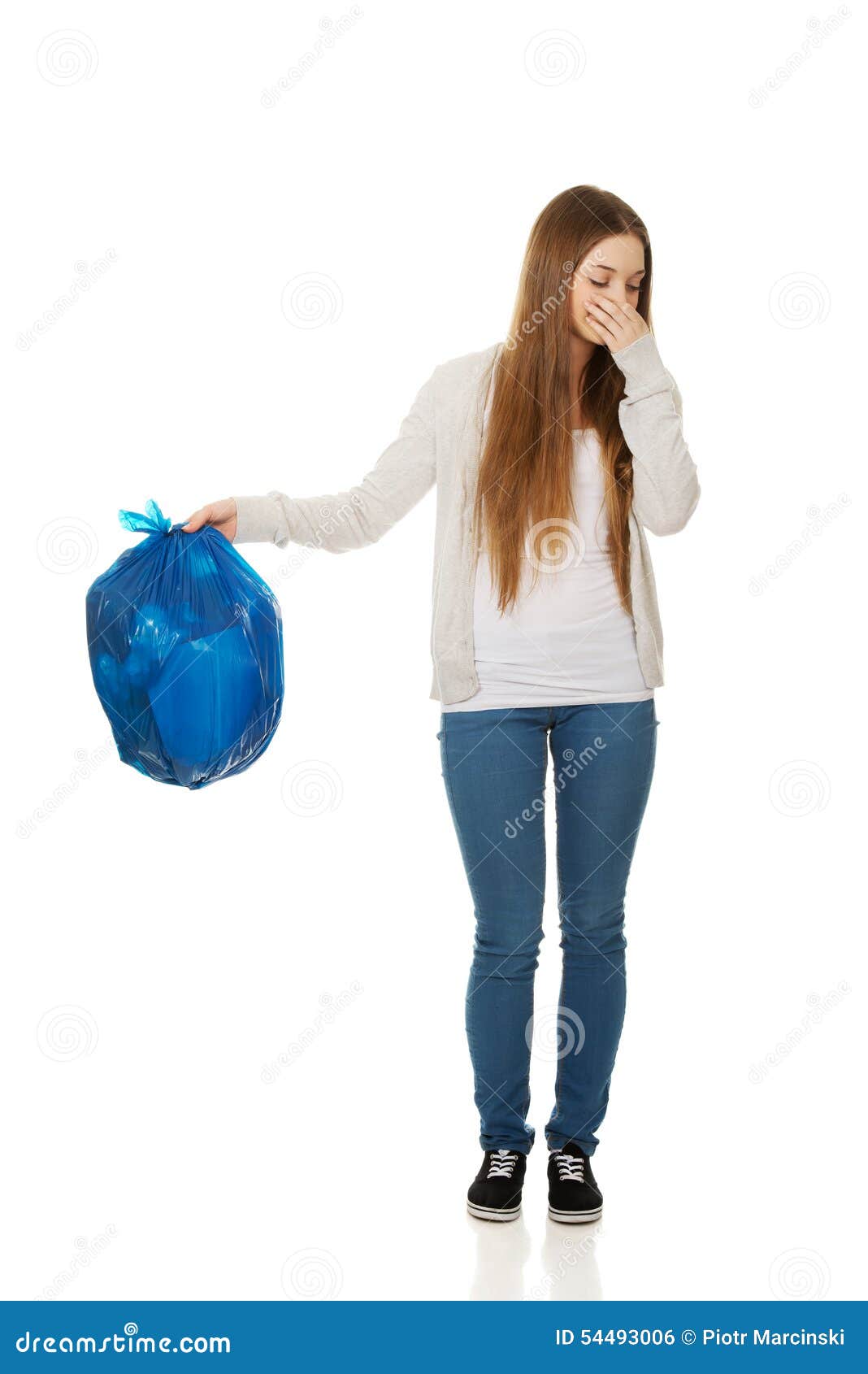Young Woman Holding a Full Garbage Bag. Stock Photo - Image of smelly ...
