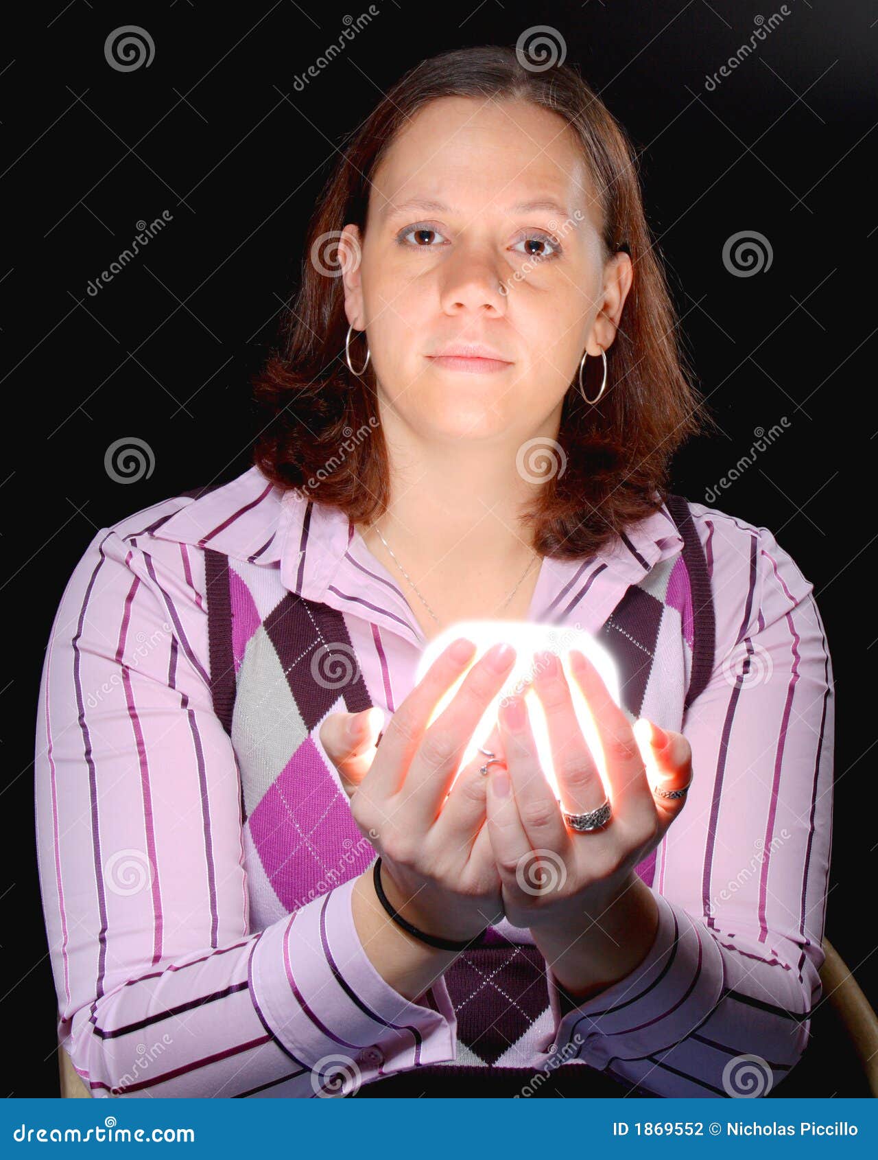 Young Woman, Holding A Glowing Object Stock Photo - Image of young ...