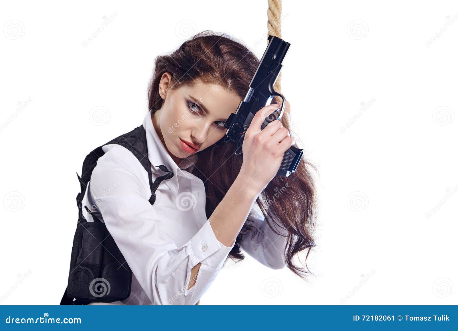 Young woman holding a gun stock image. Image of pistol - 72182061