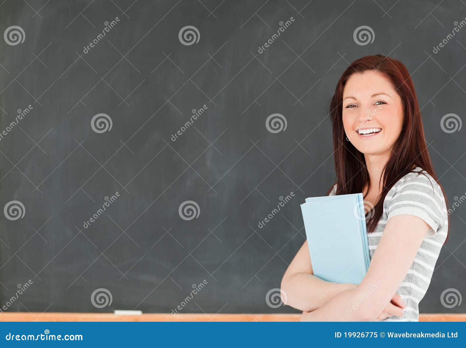 Young Woman Holding Her Notes Stock Image - Image of desk, happy: 19926775