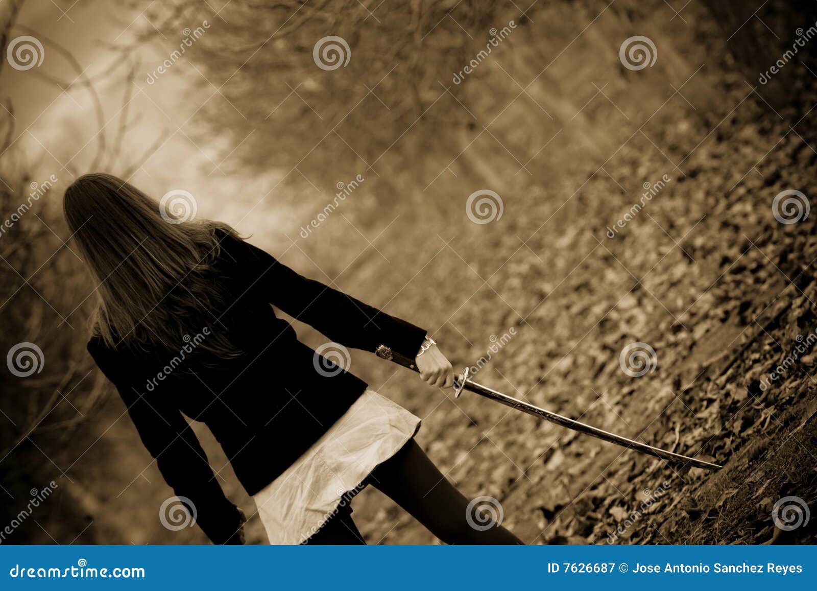 Young Woman Holding Katana Sword Stock Image - Image of sharp, outside ...