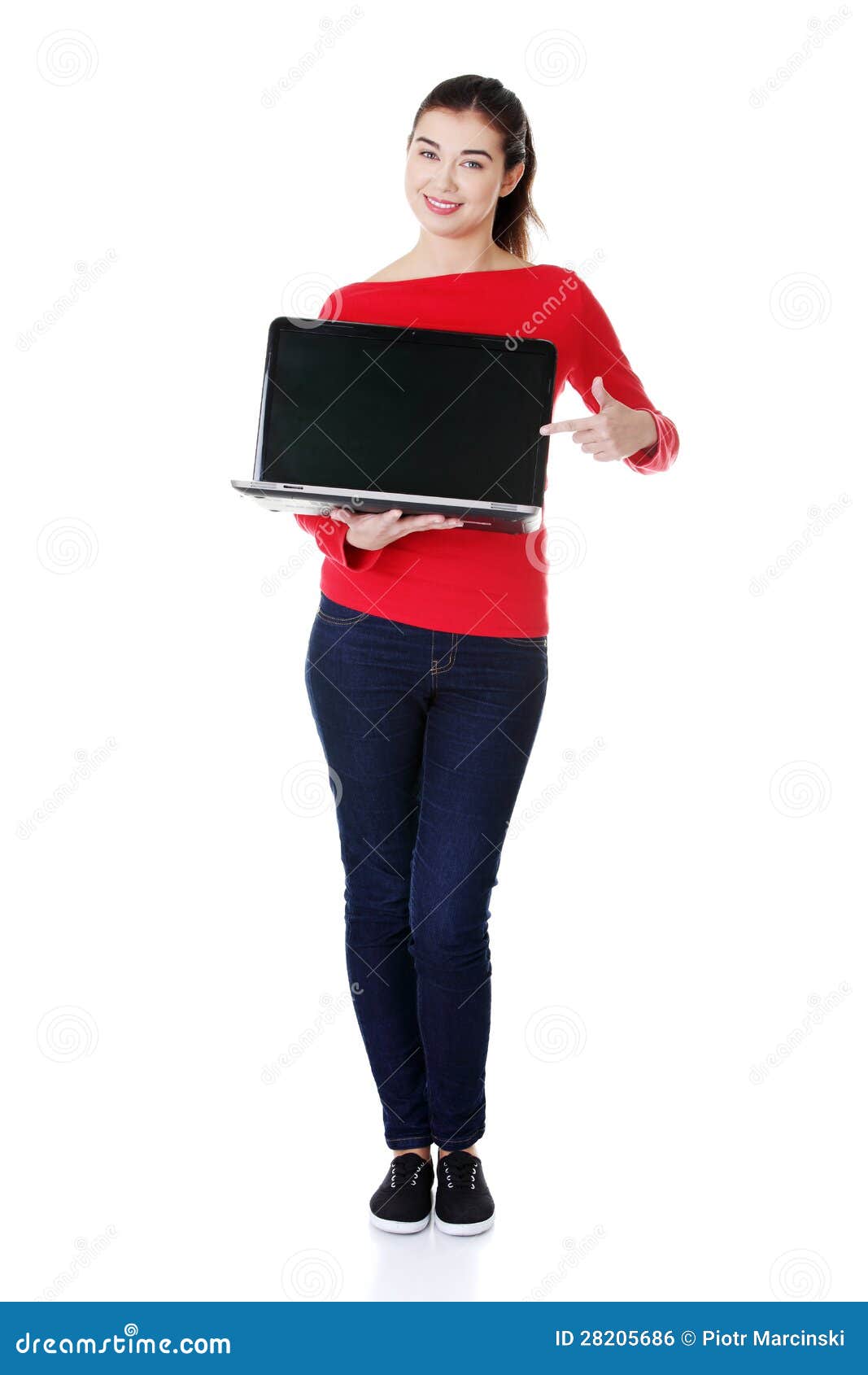 Young woman holding laptop stock photo. Image of adult - 28205686