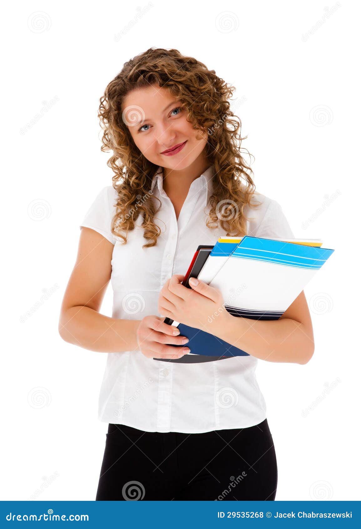 Young Woman Holding Notepad Stock Photo - Image of hands, businesswoman ...