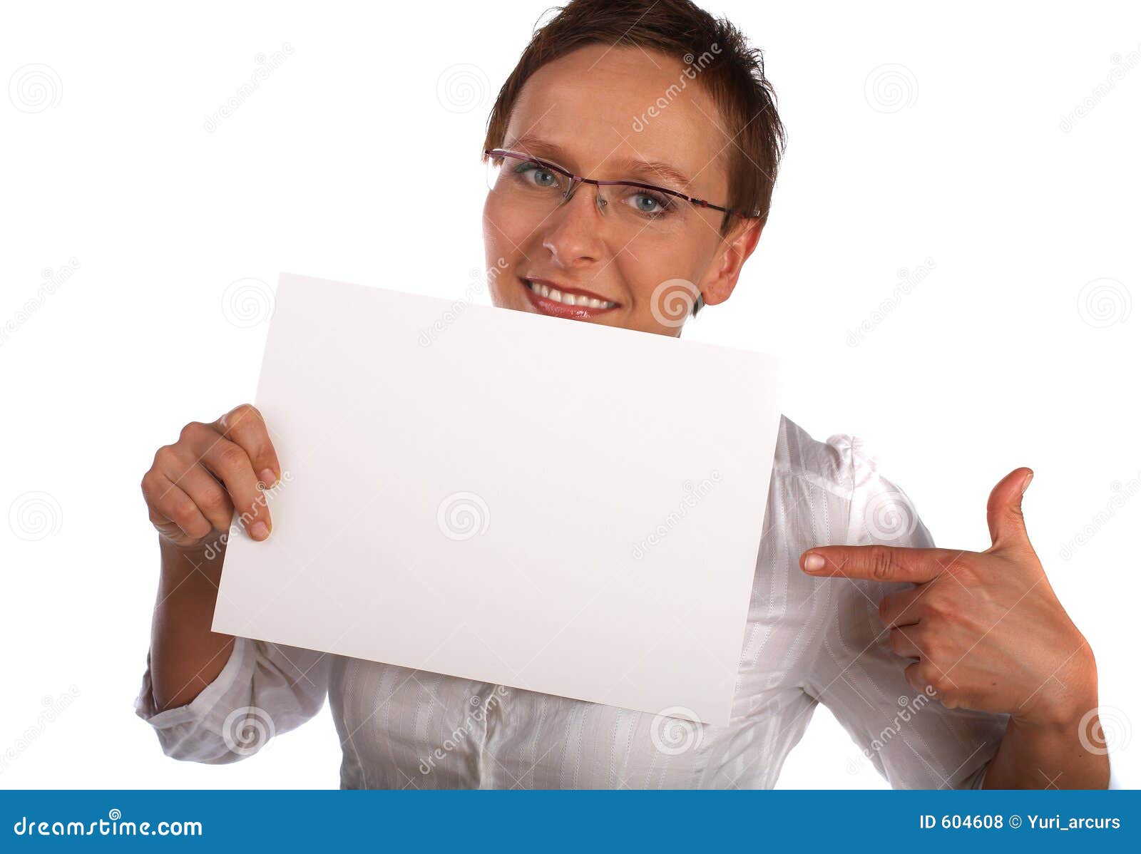 Young woman holding paper stock photo. Image of blue, background - 604608