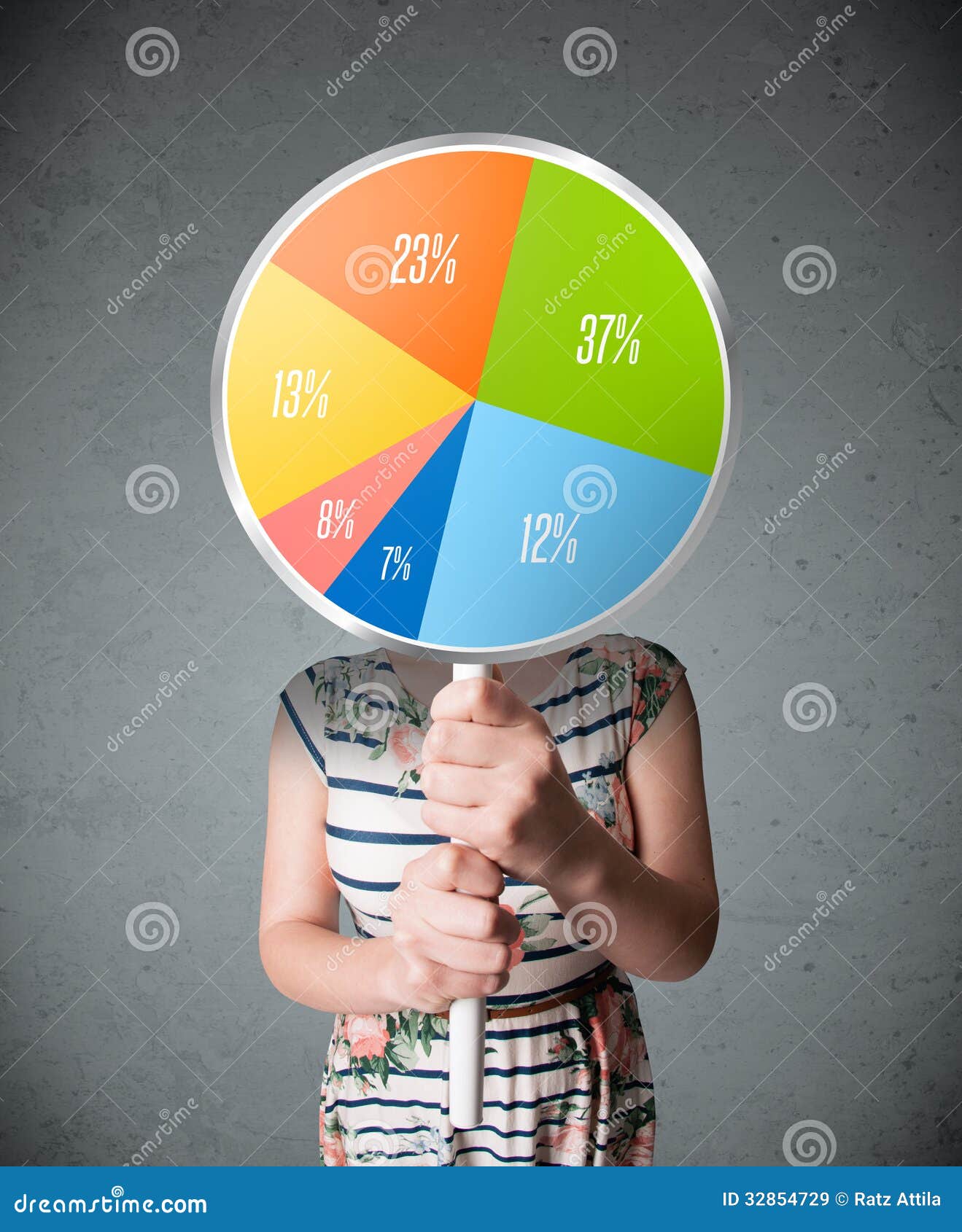 Young Woman Holding a Pie Chart Stock Image - Image of graphic, growth ...