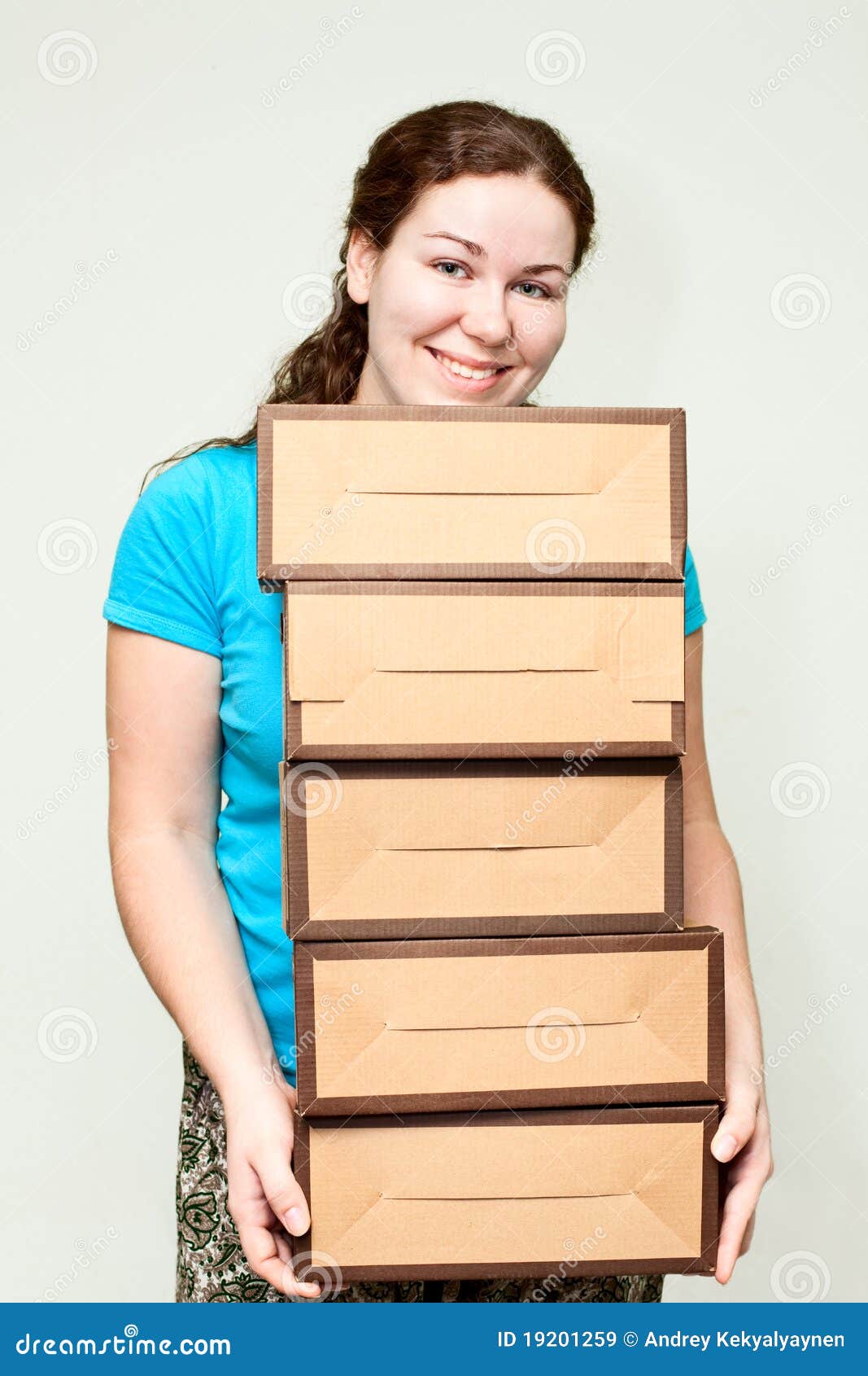 Young Woman Holding Several Boxes Stock Image - Image of cartons ...