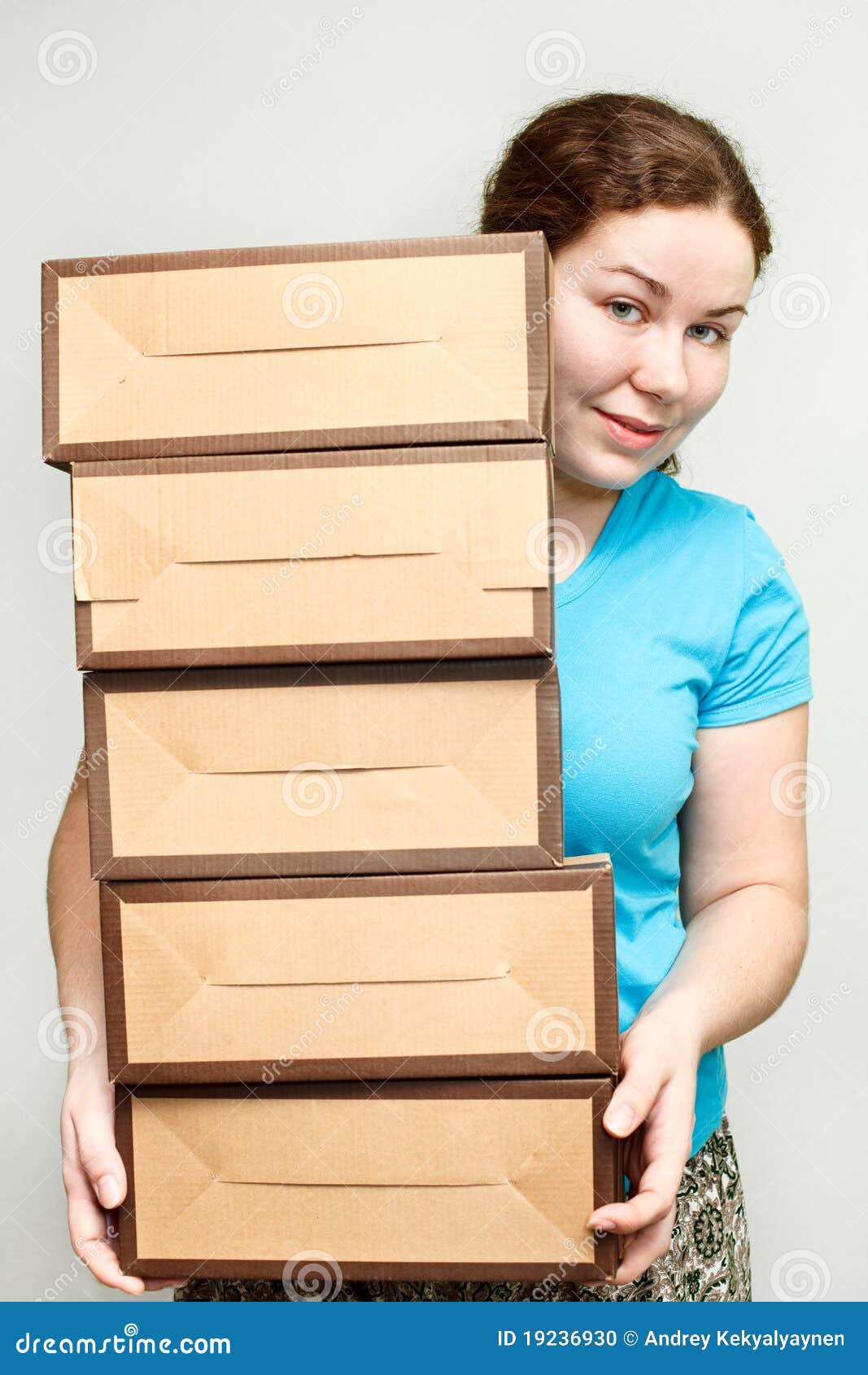 Young Woman Holding Several Boxes Stock Photo - Image of holding ...