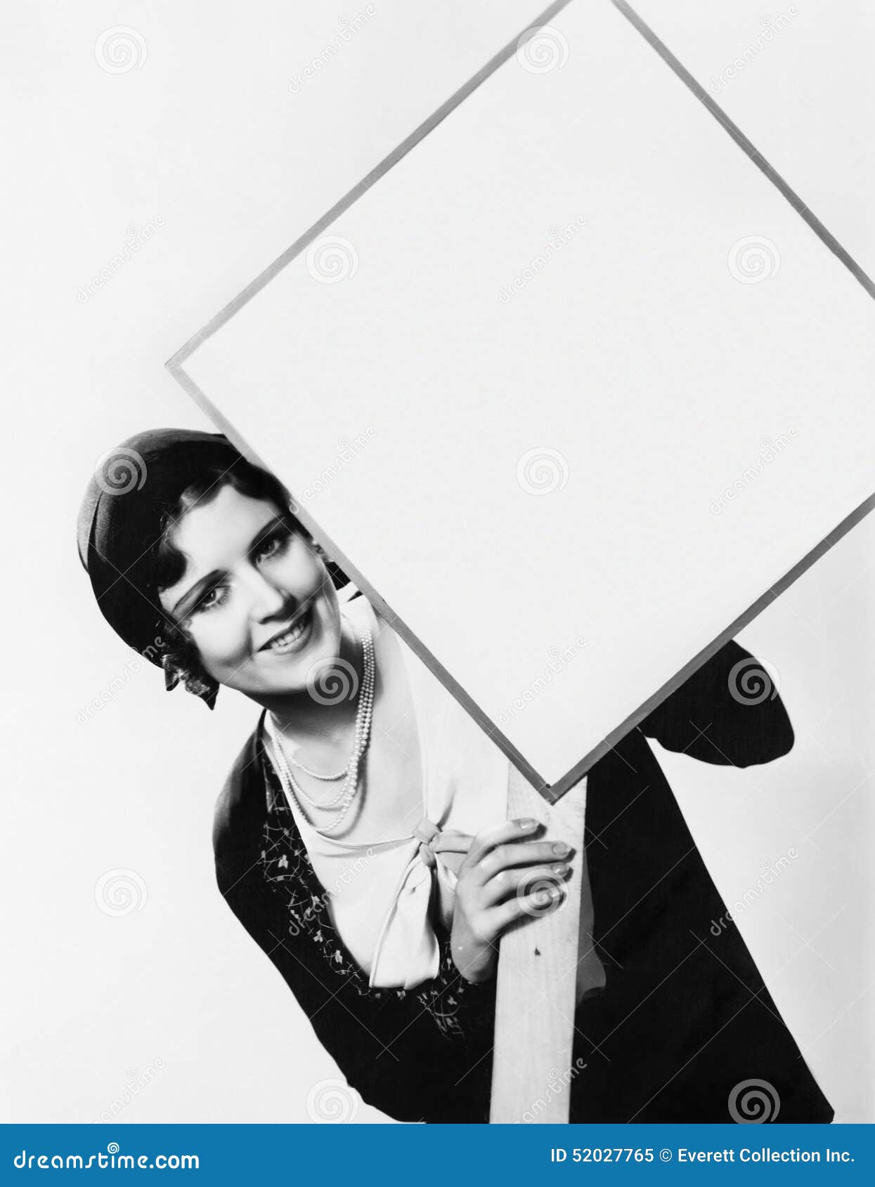 Young woman holding a sign stock image. Image of person - 52027765