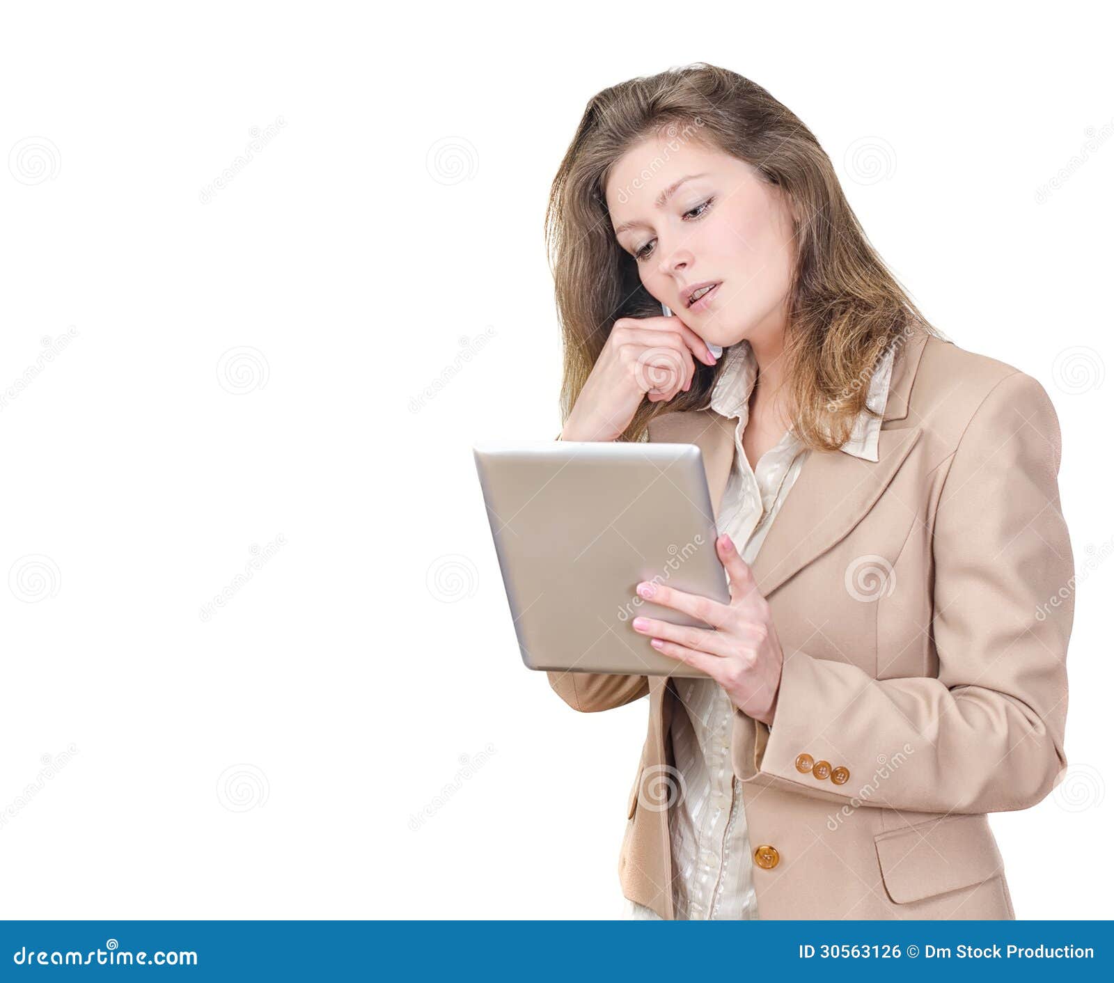 Young Woman Holding Tablet Pc Stock Photo - Image of communication ...