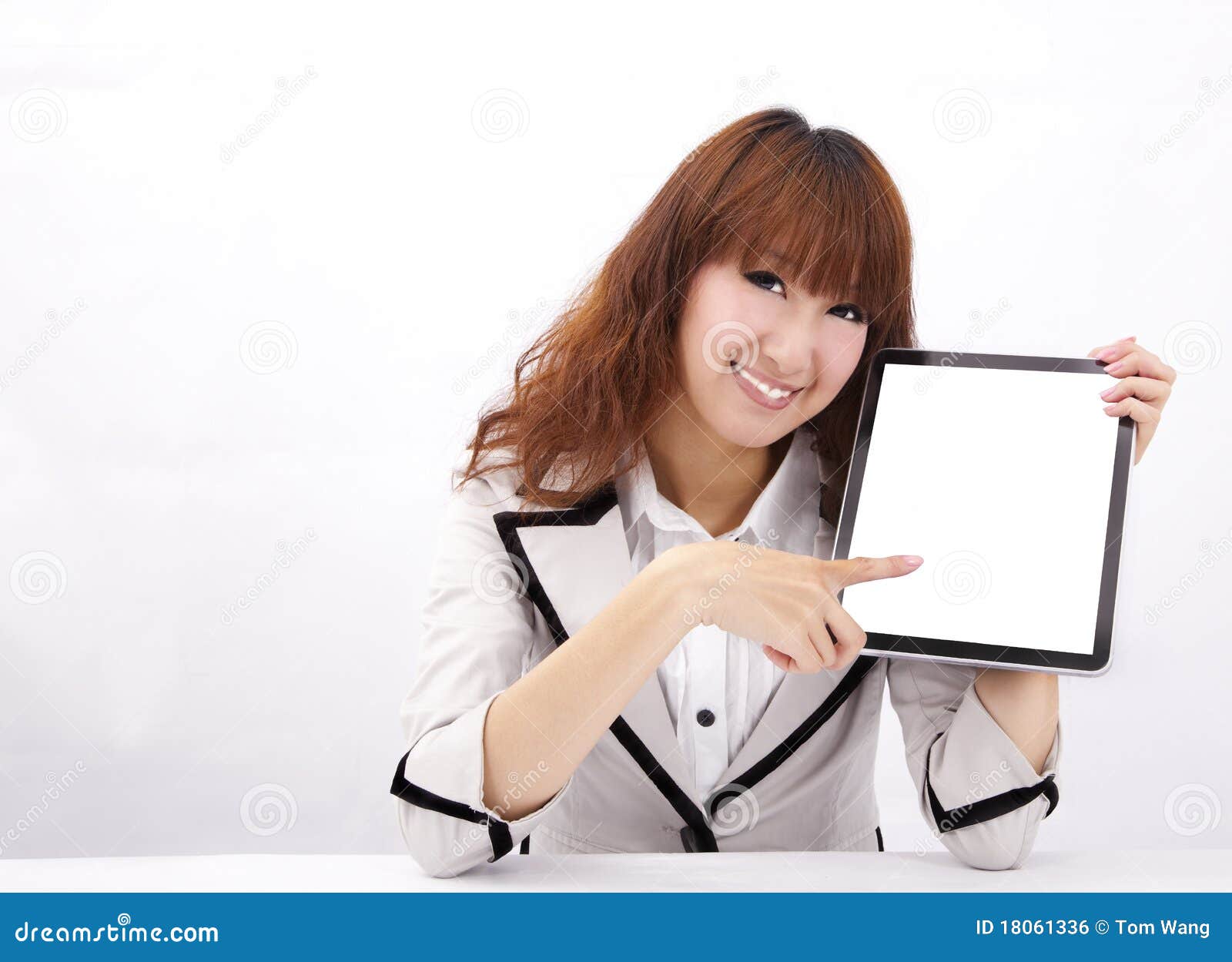 Young Woman Holding a Touch Pad Stock Photo - Image of design, hand ...