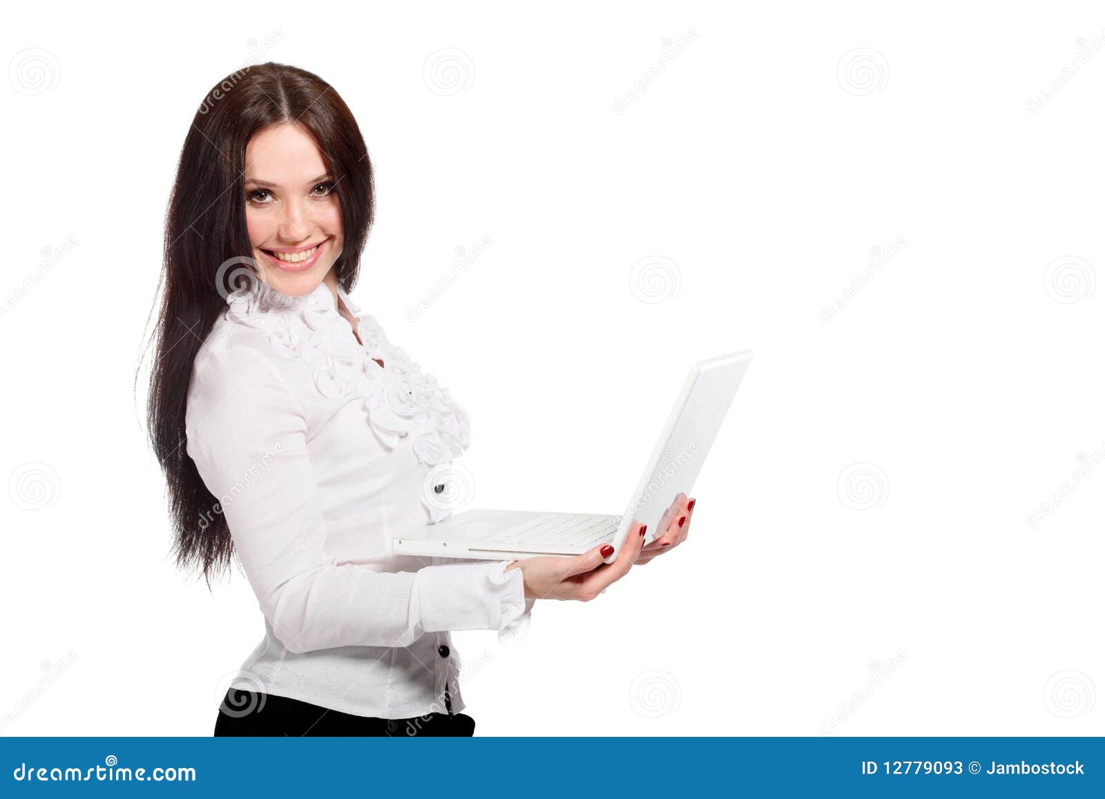 Young Woman Holding a White Notebook Stock Image - Image of cute, happy ...