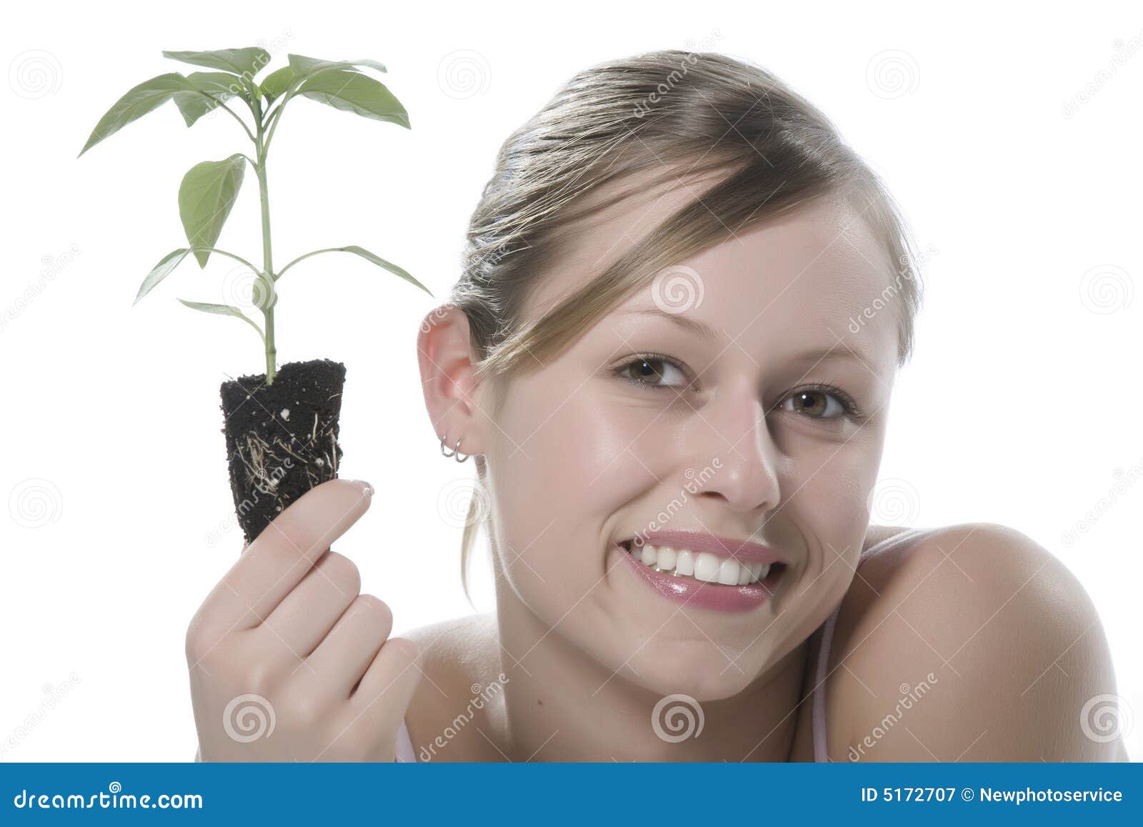 Young Woman Holding Young Sprout in the Hands. Stock Image - Image of ...