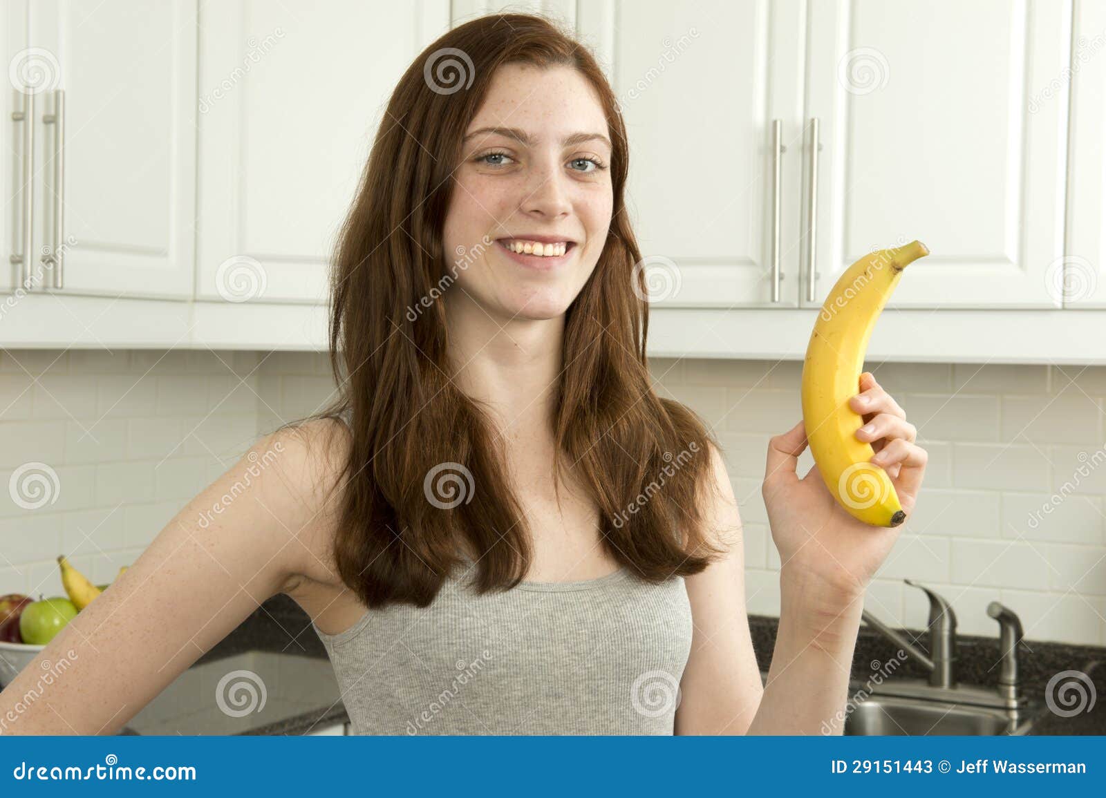 Young Woman Holds Banana Stock Image Image Of Figure 29151443