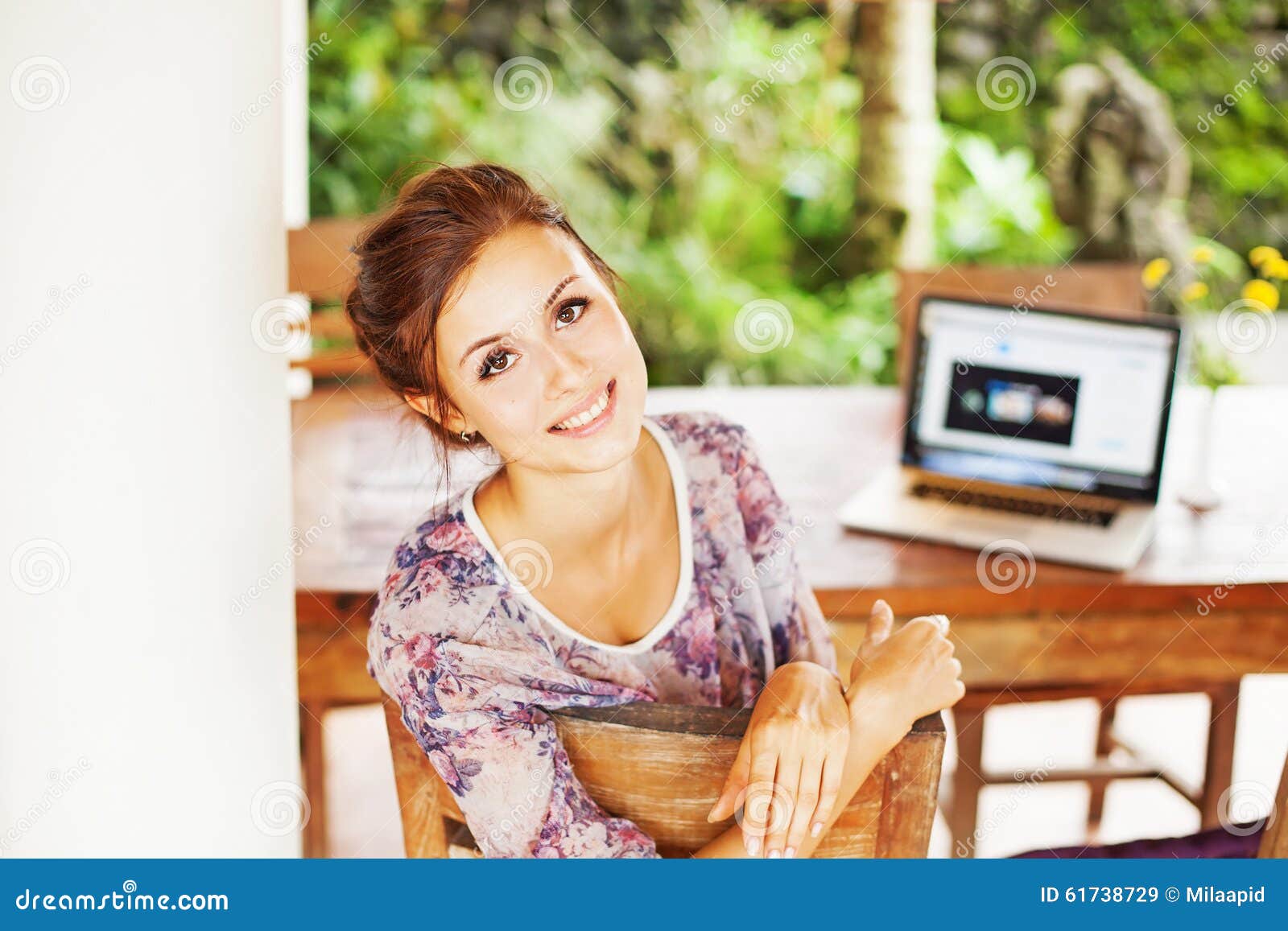 Young Woman At Home With Laptop Stock Image Image Of Beauty Blog
