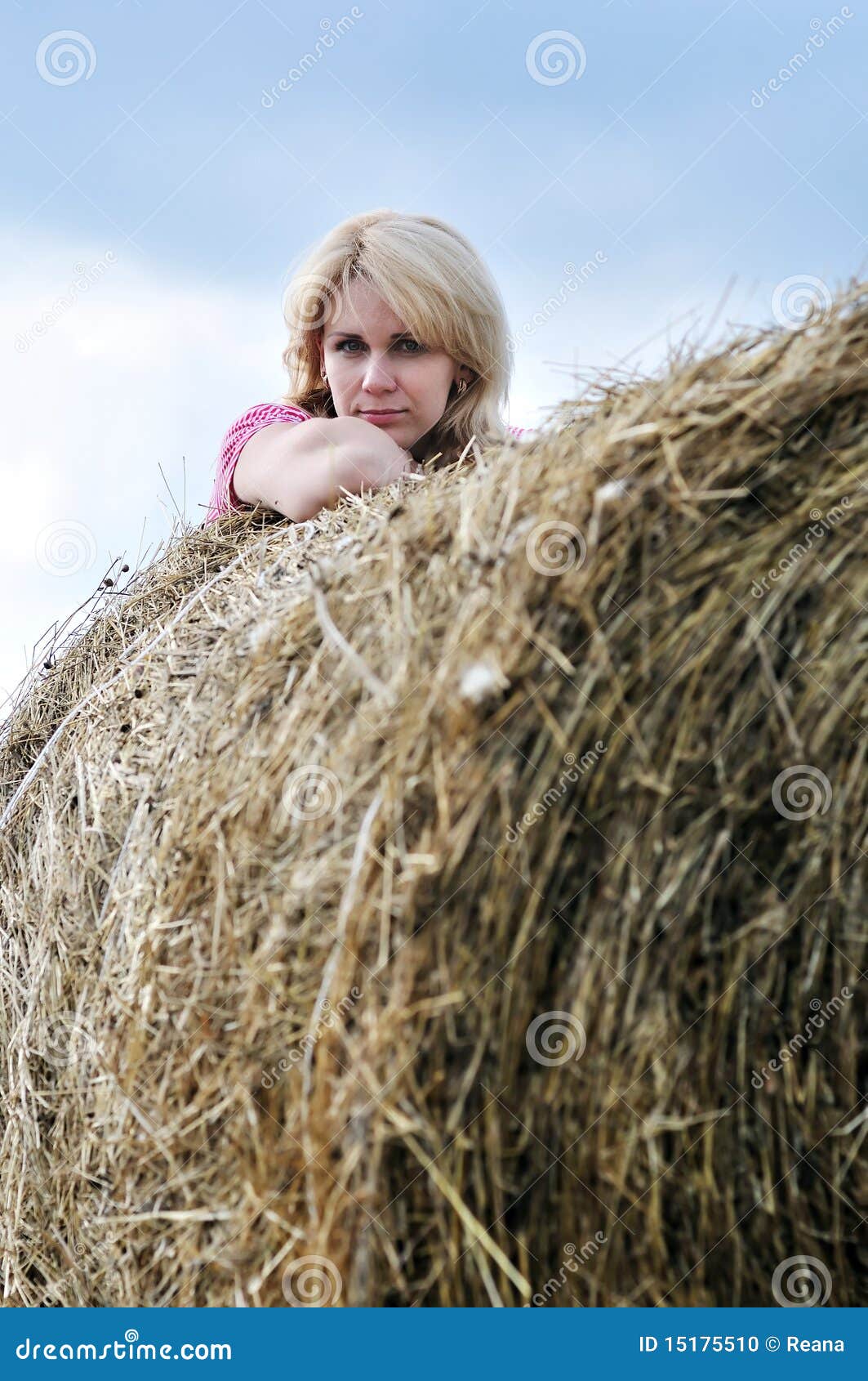 Young Woman and Huge Haystack Stock Photo - Image of people, health ...