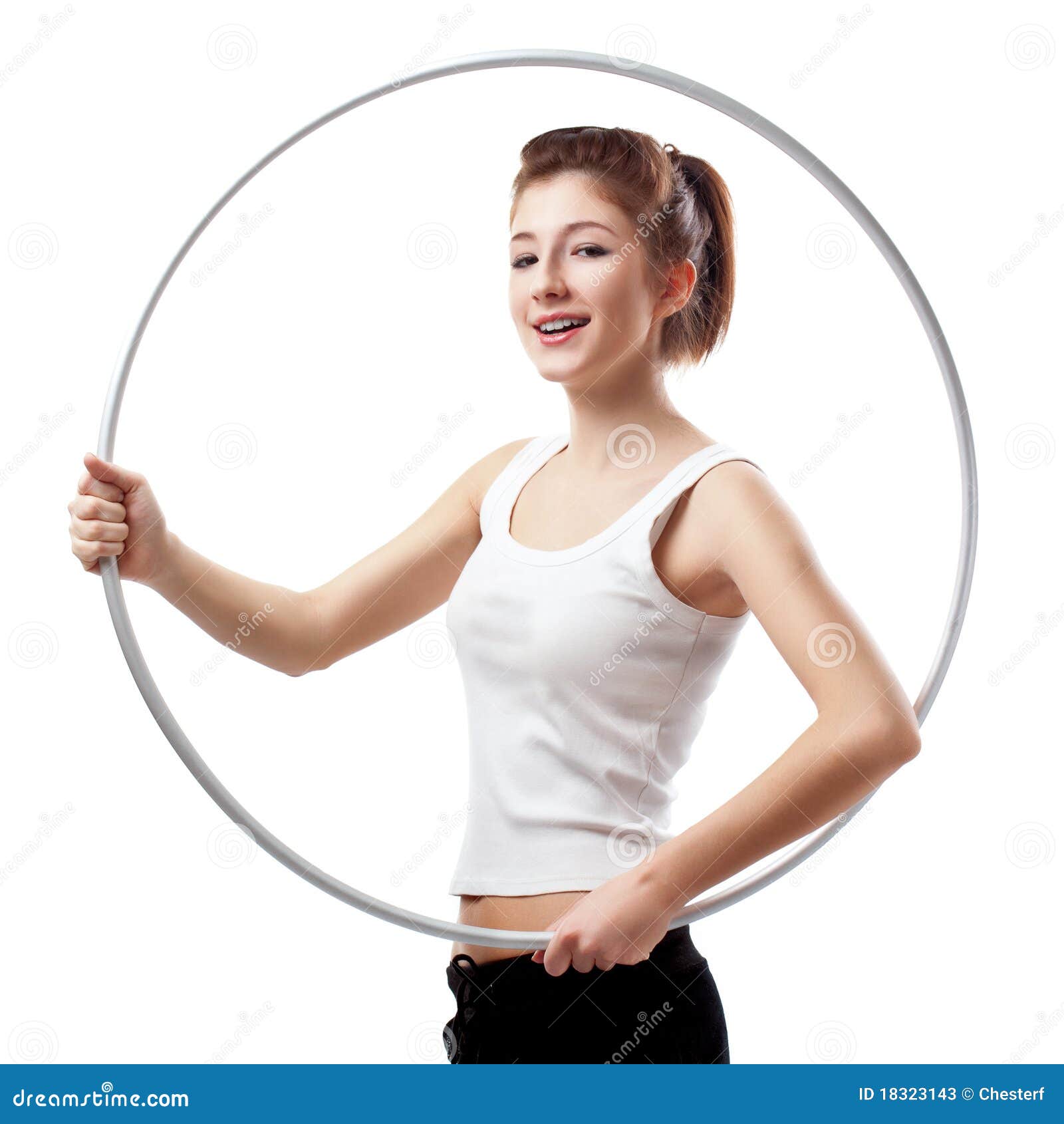 Young woman with hula hoop stock image. Image of energy - 18323143