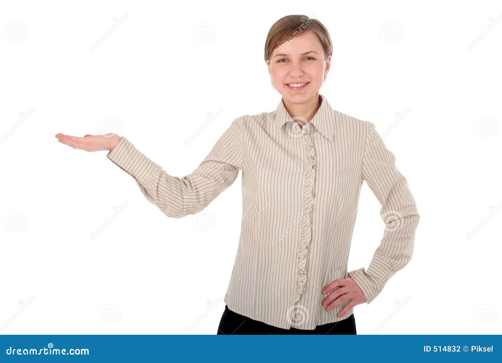 Young Woman Introducing Something Stock Photo - Image of education ...