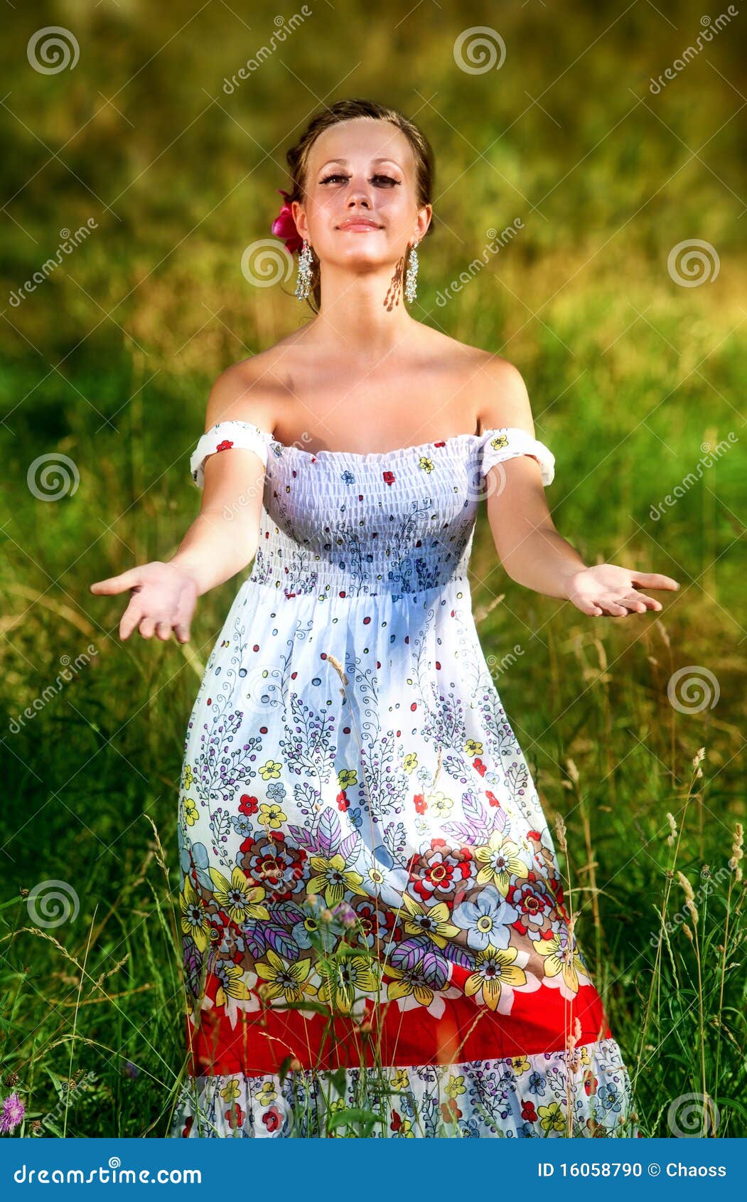 Young woman inviting stock photo. Image of clothing, kind - 16058790