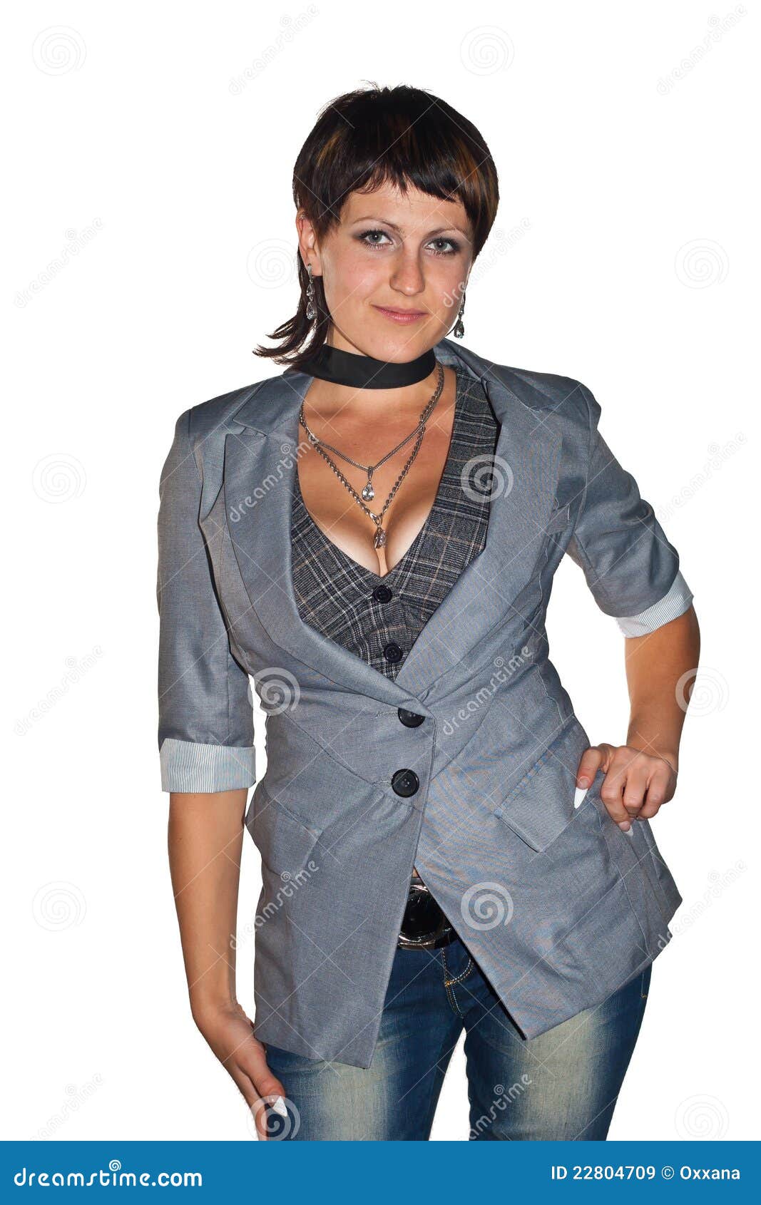 Young woman in jacket stock image. Image of woman, businesswoman - 22804709