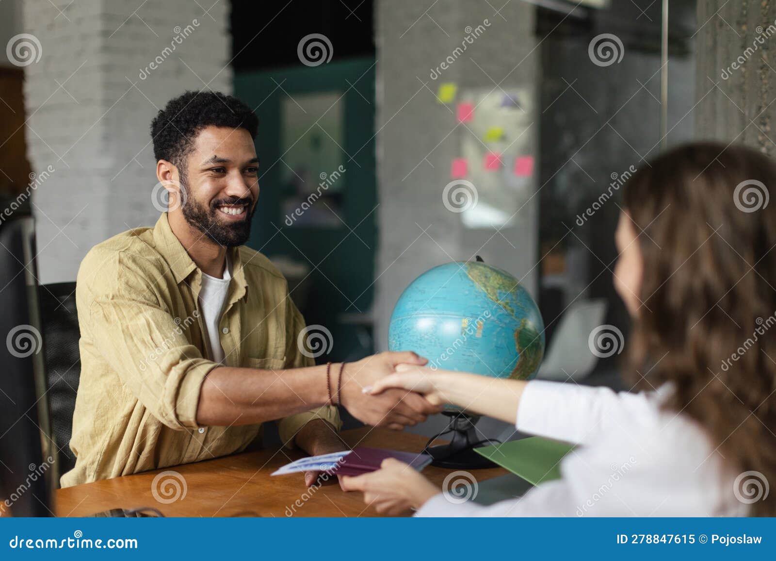 Young Woman at Job Interview, Shaking Hands. Stock Image - Image of ...