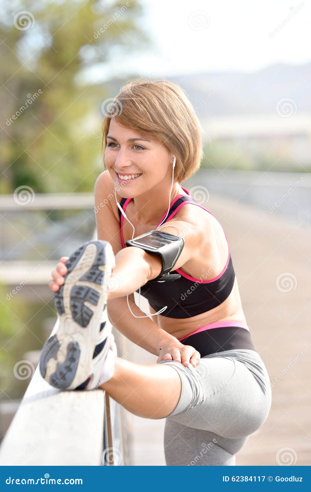 Young Woman Jogger Stretching after Working Out Stock Image - Image of ...