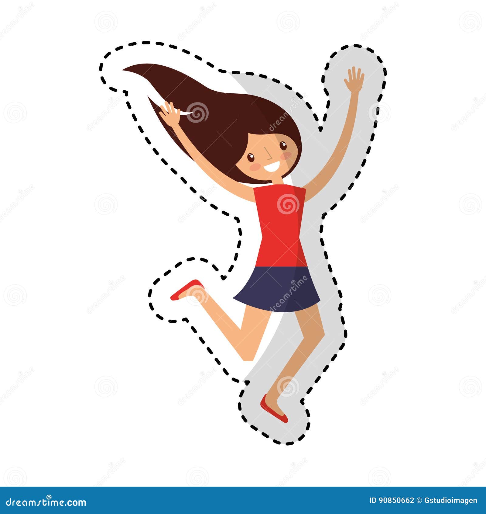 Young Woman Jumping Character Stock Vector - Illustration of happy ...